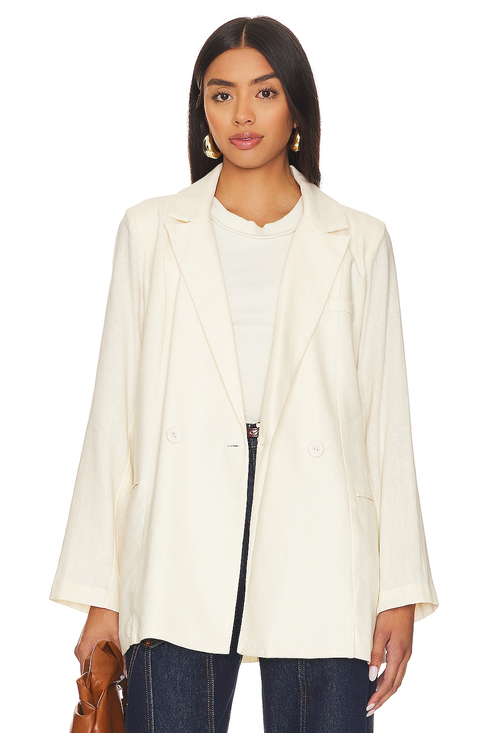 krisa Linen Blazer in Cream | REVOLVE