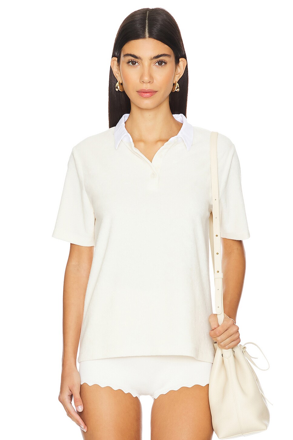 Kule The Women's Terry Polo in Cream | REVOLVE