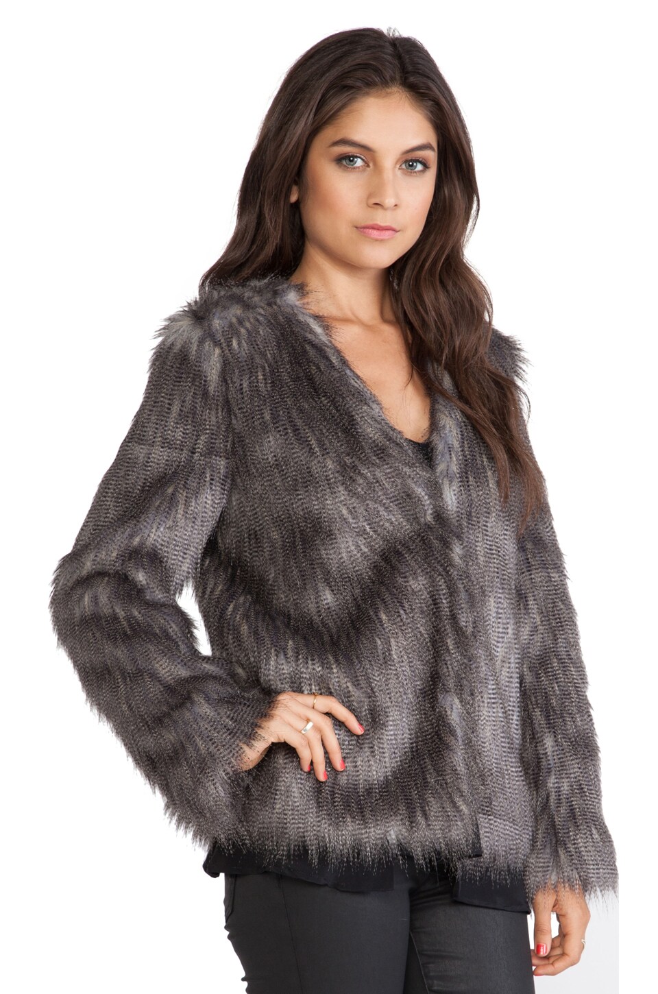 Ladakh Flecked Faux Fur Coat in Snowfox | REVOLVE