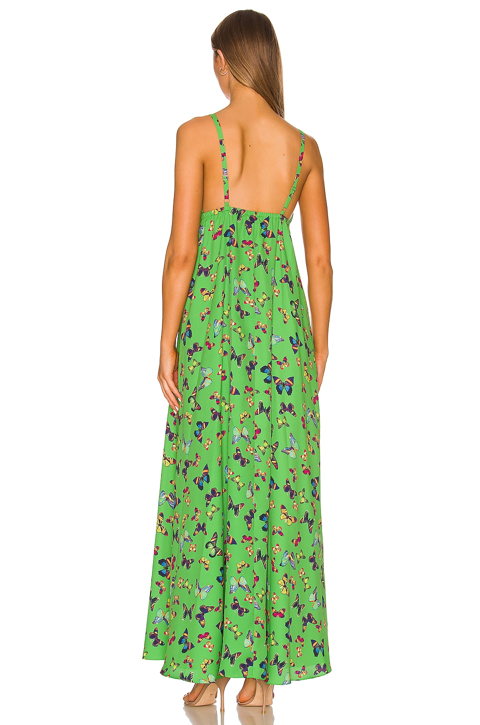 L'AGENCE Sachi Drawstring Dress in Pop Green Multi Flutter | REVOLVE