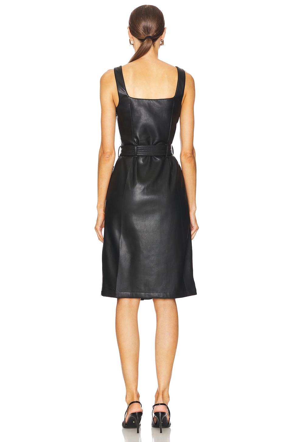 L'AGENCE Idy Button Front Tank Dress in Black & Gold | REVOLVE