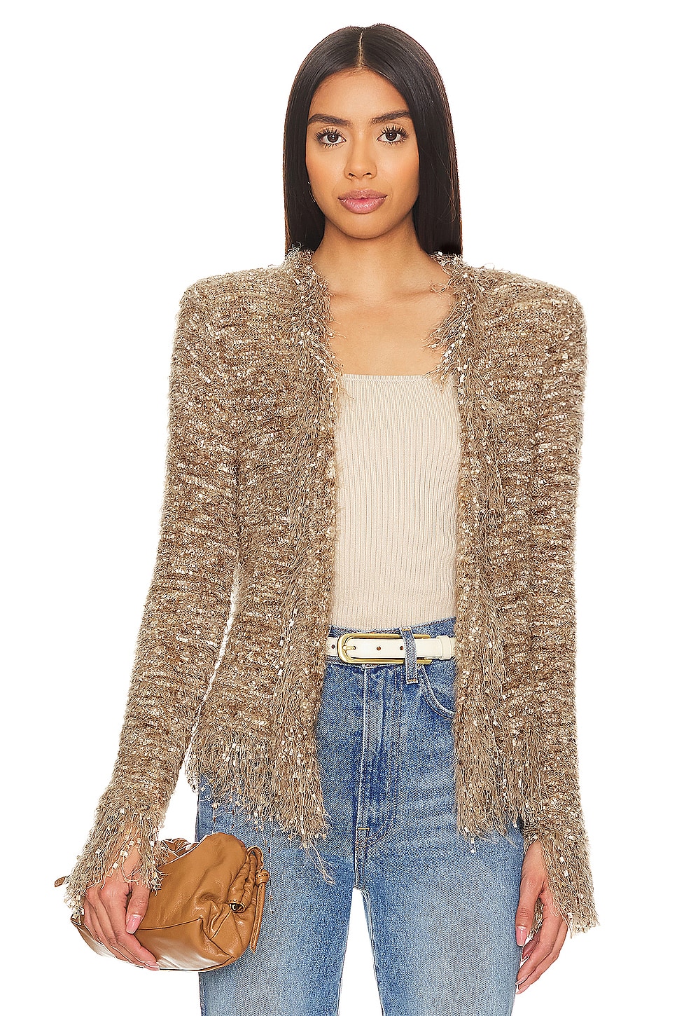 L'AGENCE Azure Cardigan Blazer in Tan Multi | REVOLVE