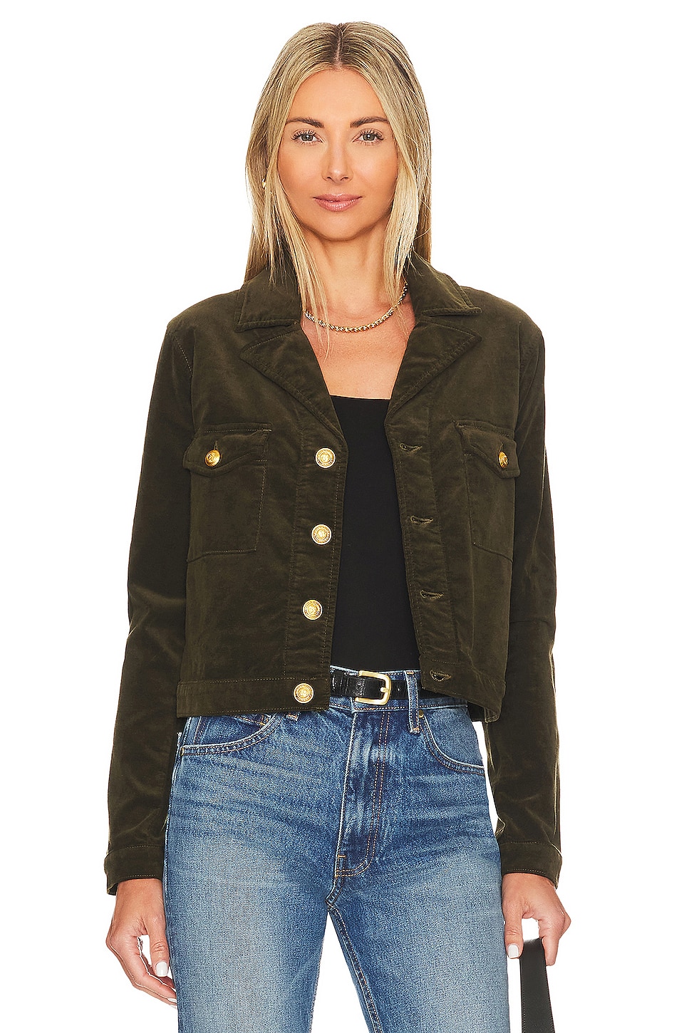 L'AGENCE Eisenhower Crop Jacket in Hunter Green | REVOLVE