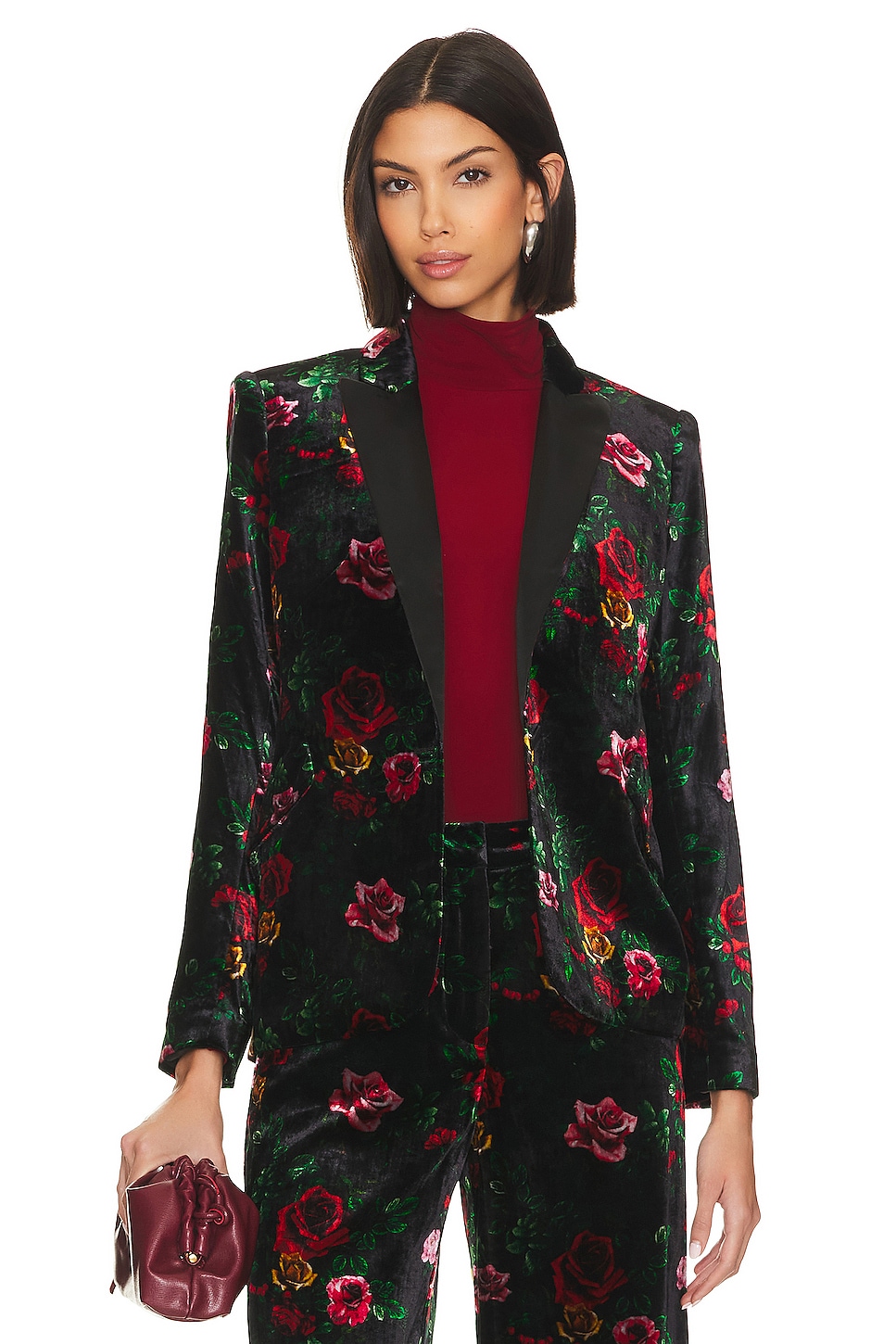 L'AGENCE Chamberlain Blazer in Black Vintage Rose | REVOLVE