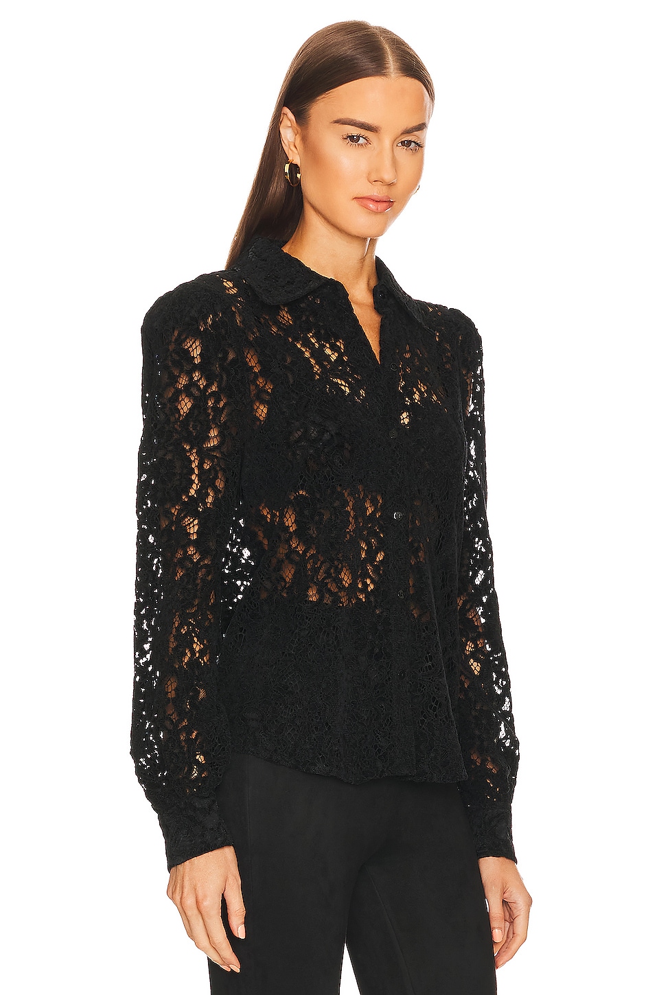 L'AGENCE Jenica Lace Blouse in Black | REVOLVE