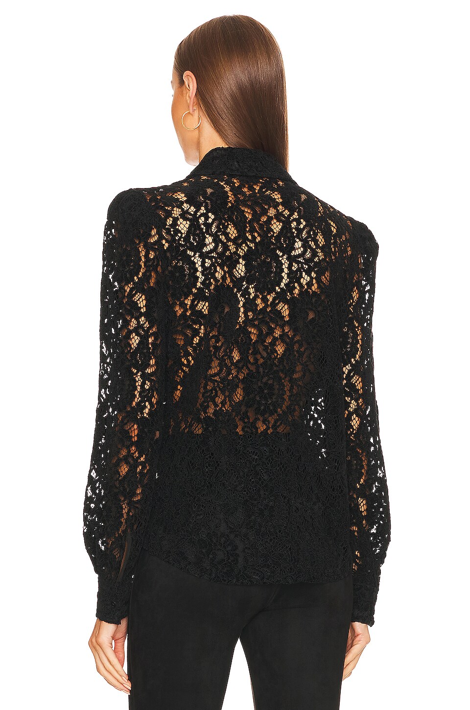 L'AGENCE Jenica Lace Blouse in Black | REVOLVE