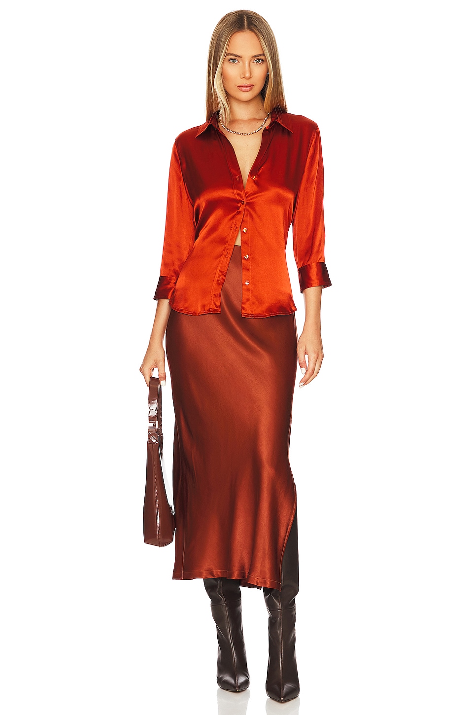 L'AGENCE Dani Blouse in Clay | REVOLVE