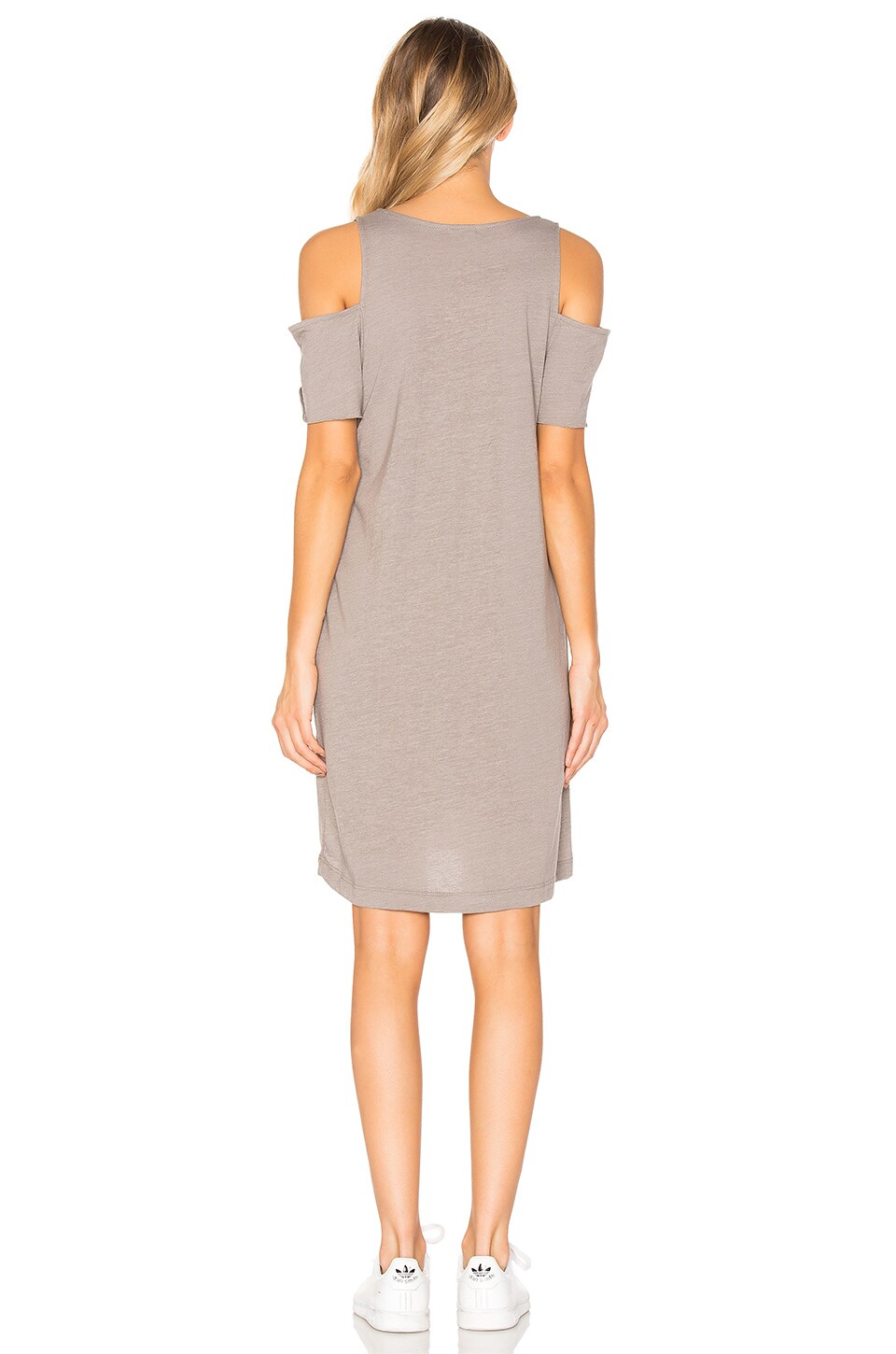 LA Made Zadeth Cold Shoulder Tee Dress in Taupe | REVOLVE