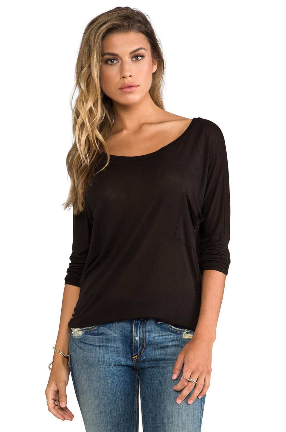 LA Made Micromodal Dropped Shoulder Top in Black | REVOLVE