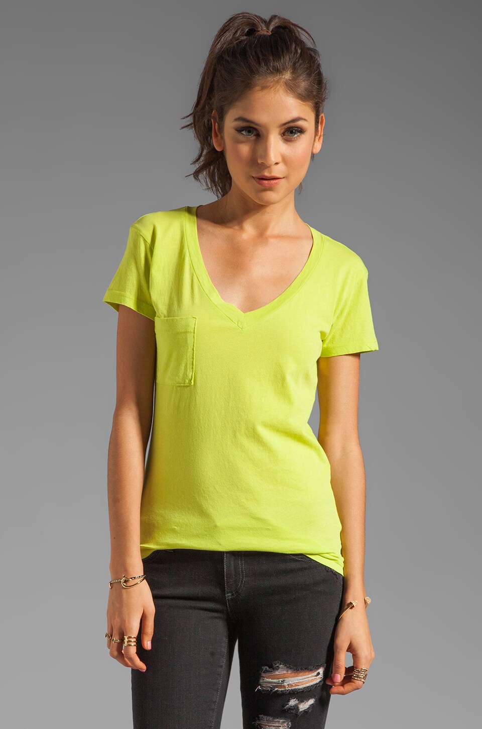 LA Made Tissue Jersey V Pocket Tee in Mojito | REVOLVE