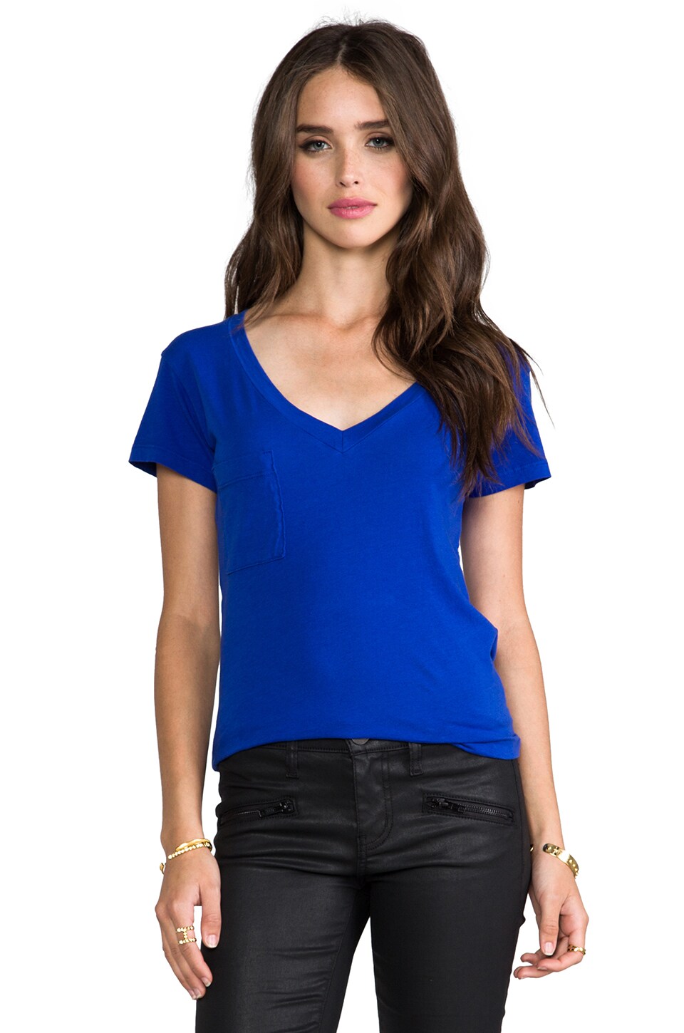 LA Made Tissue Jersey V Pocket Tee in Midnight Glow | REVOLVE