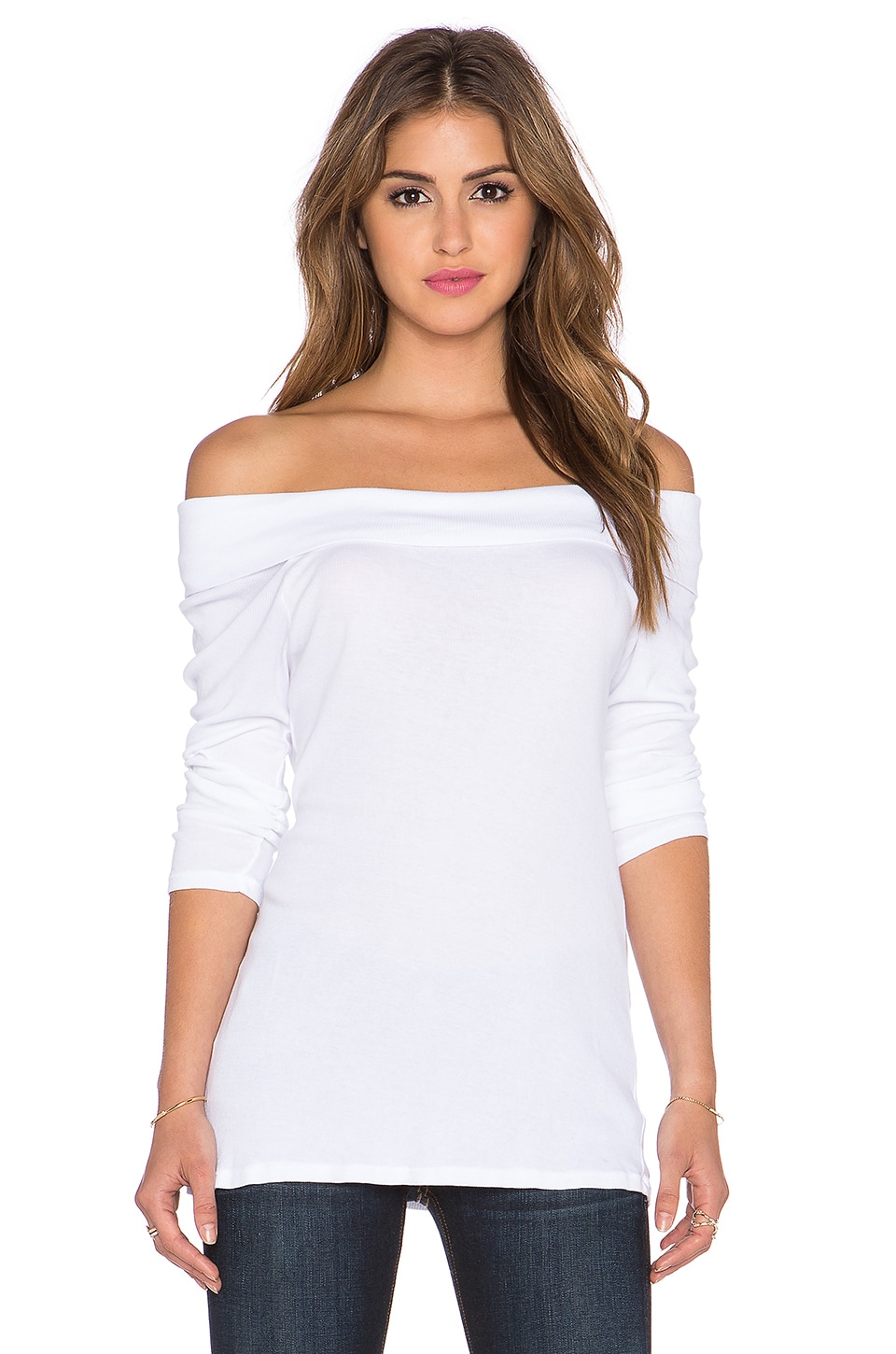 LA Made 2X1 Moira 3/4 Sleeve Top in White | REVOLVE