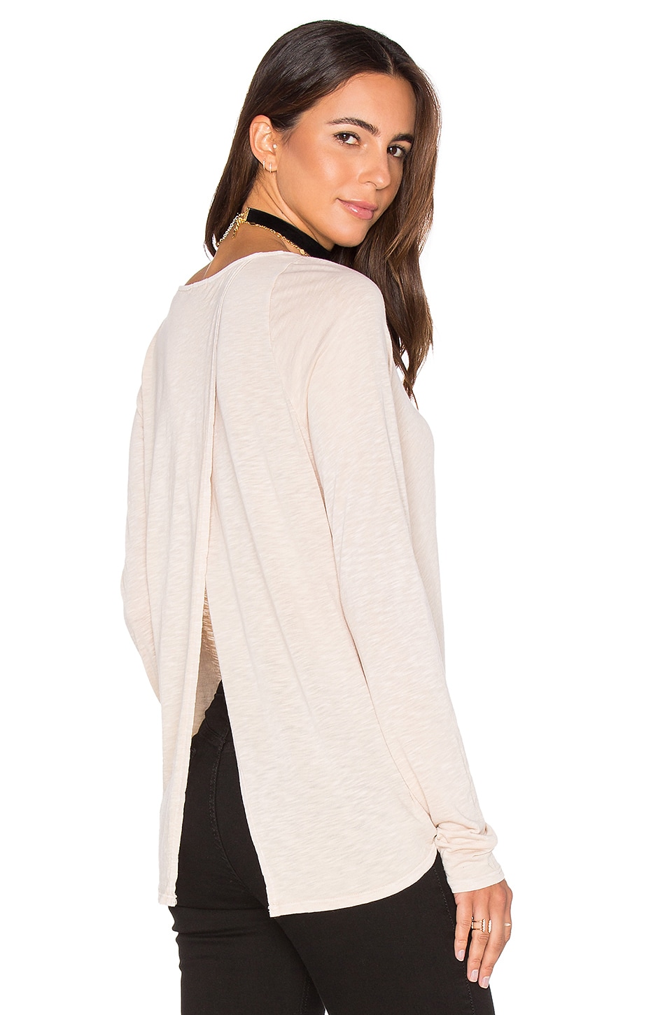 LA Made Lory Split Back Tee in Oat | REVOLVE