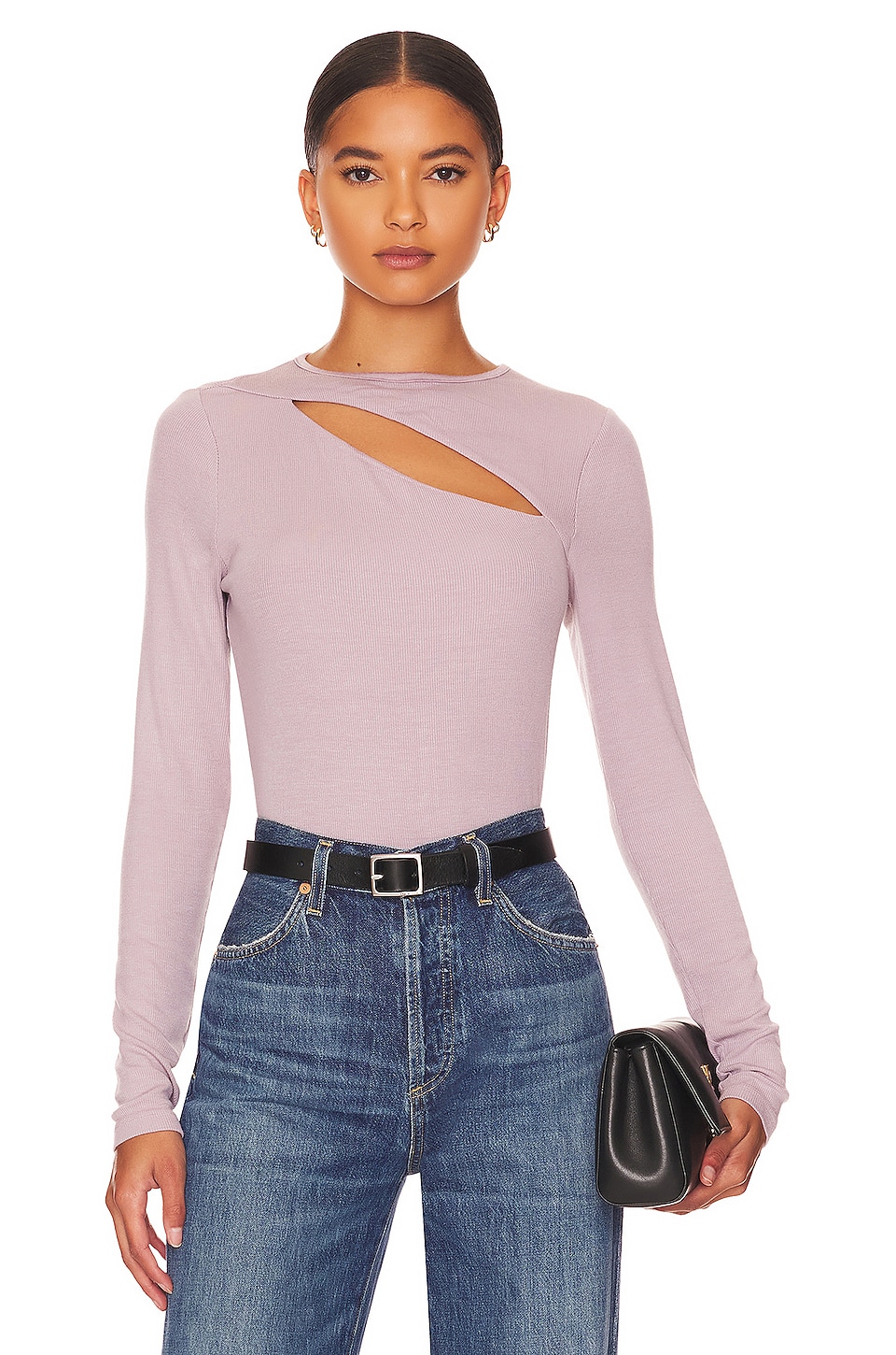 LA Made Verge Peek A Boo Long Sleeve Top in New Taupe | REVOLVE