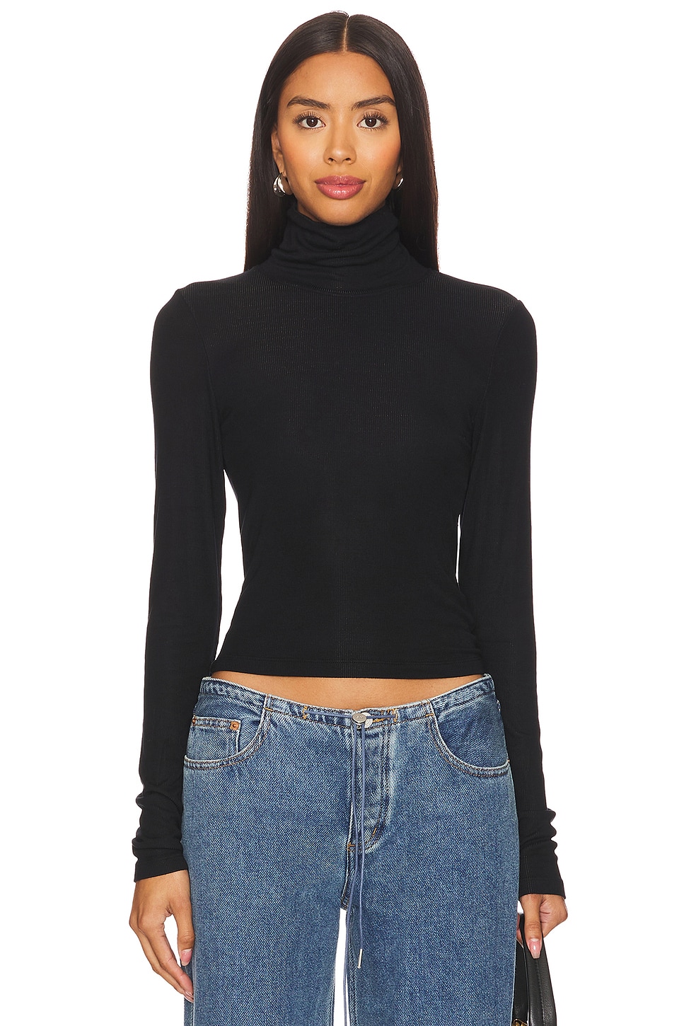 LA Made Felix Crop Turtle Neck Top in Black | REVOLVE