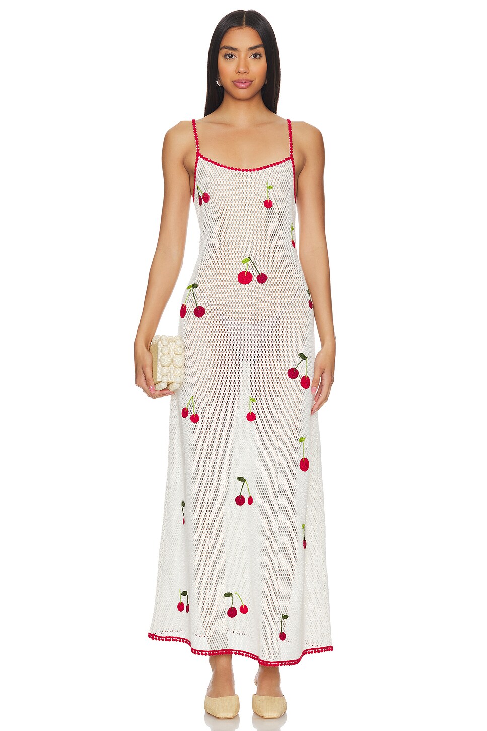 Leslie Amon Treasure Cherry Maxi Dress in White | REVOLVE