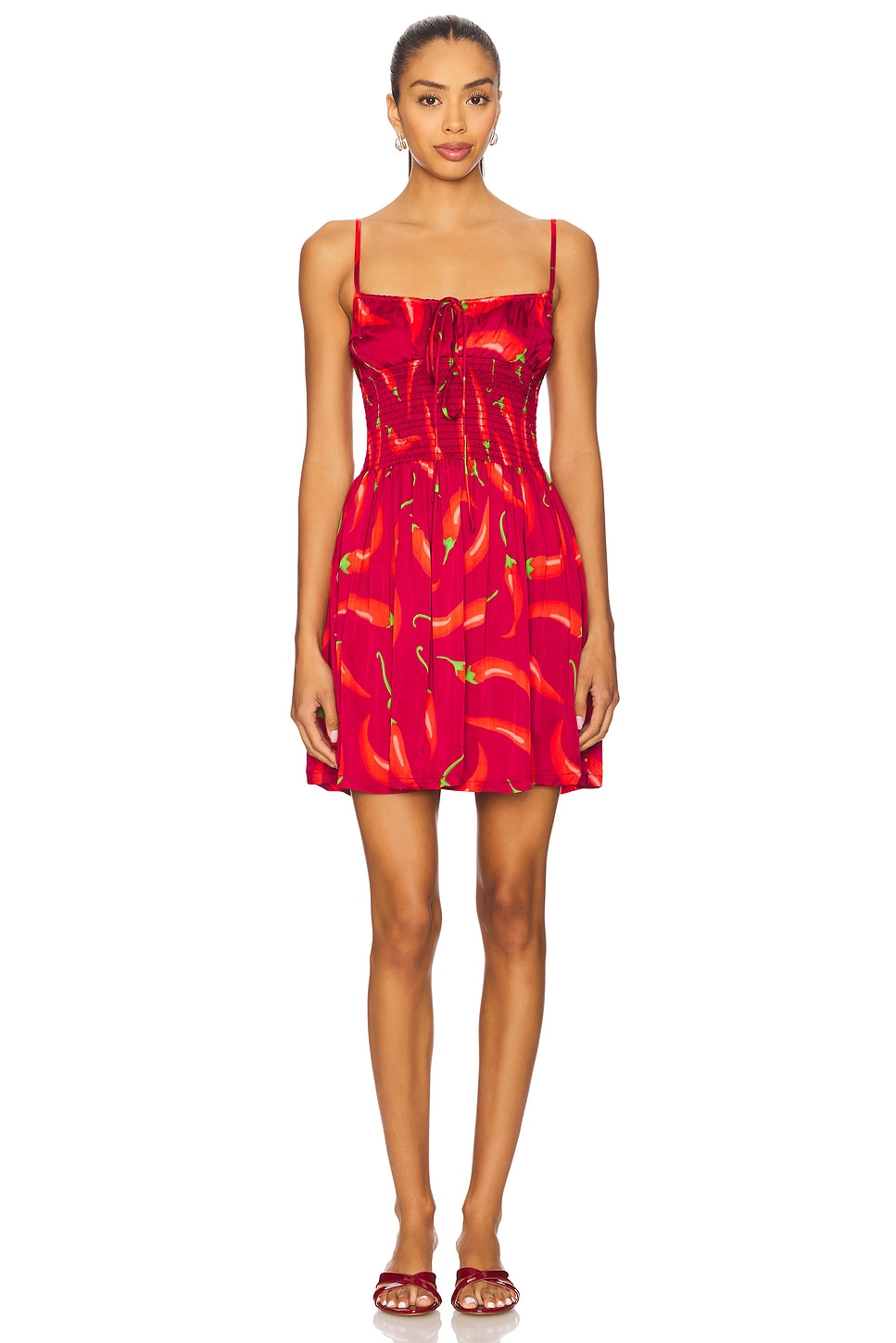 Leslie Amon Slip Corset Mini Dress in Red Chilly | REVOLVE