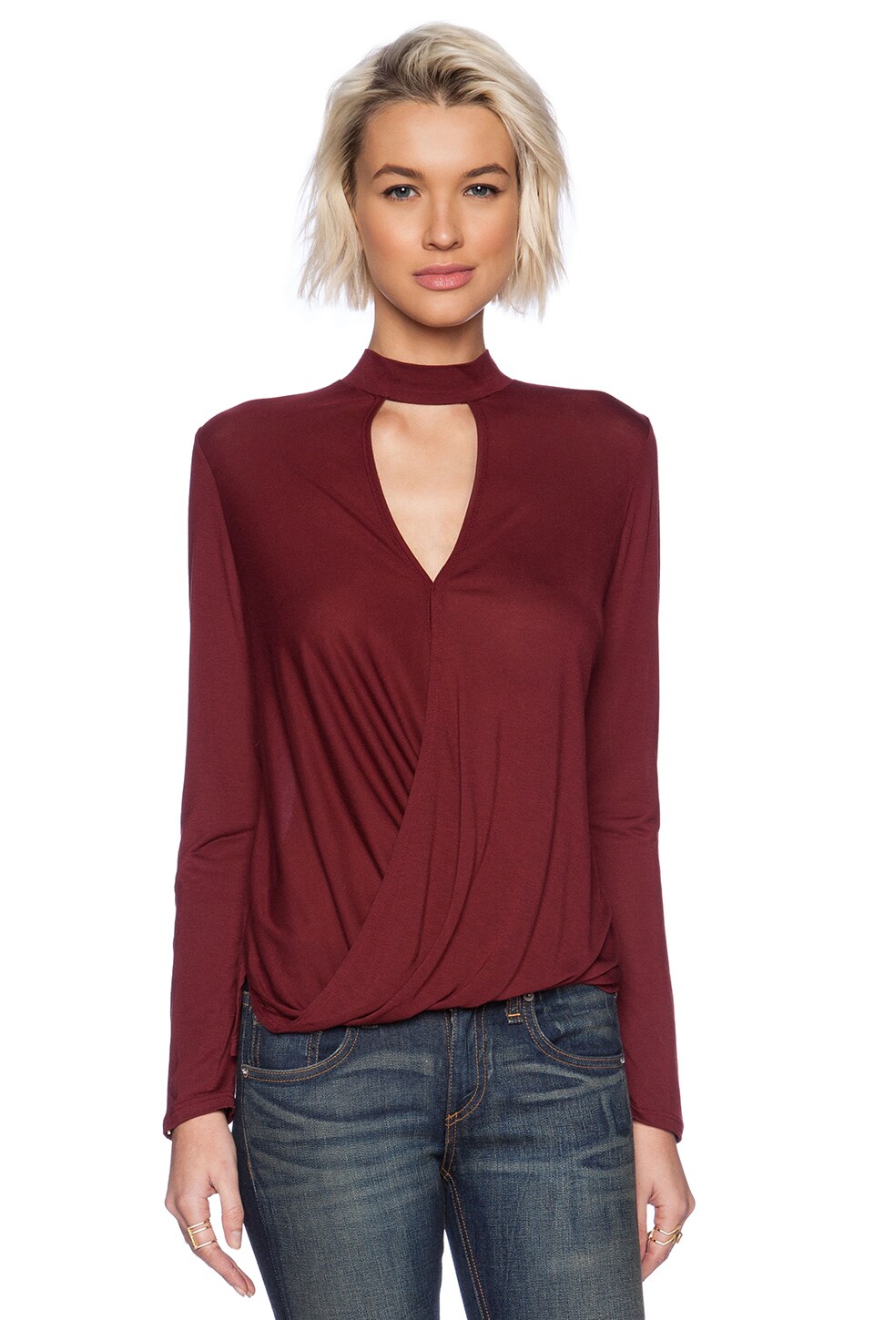 Lanston Crossover Mock Neck Top in Russett | REVOLVE
