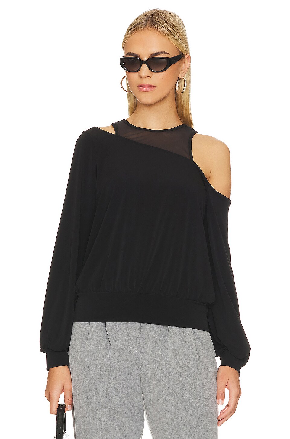 Lanston One Shoulder Layered Top in Black | REVOLVE