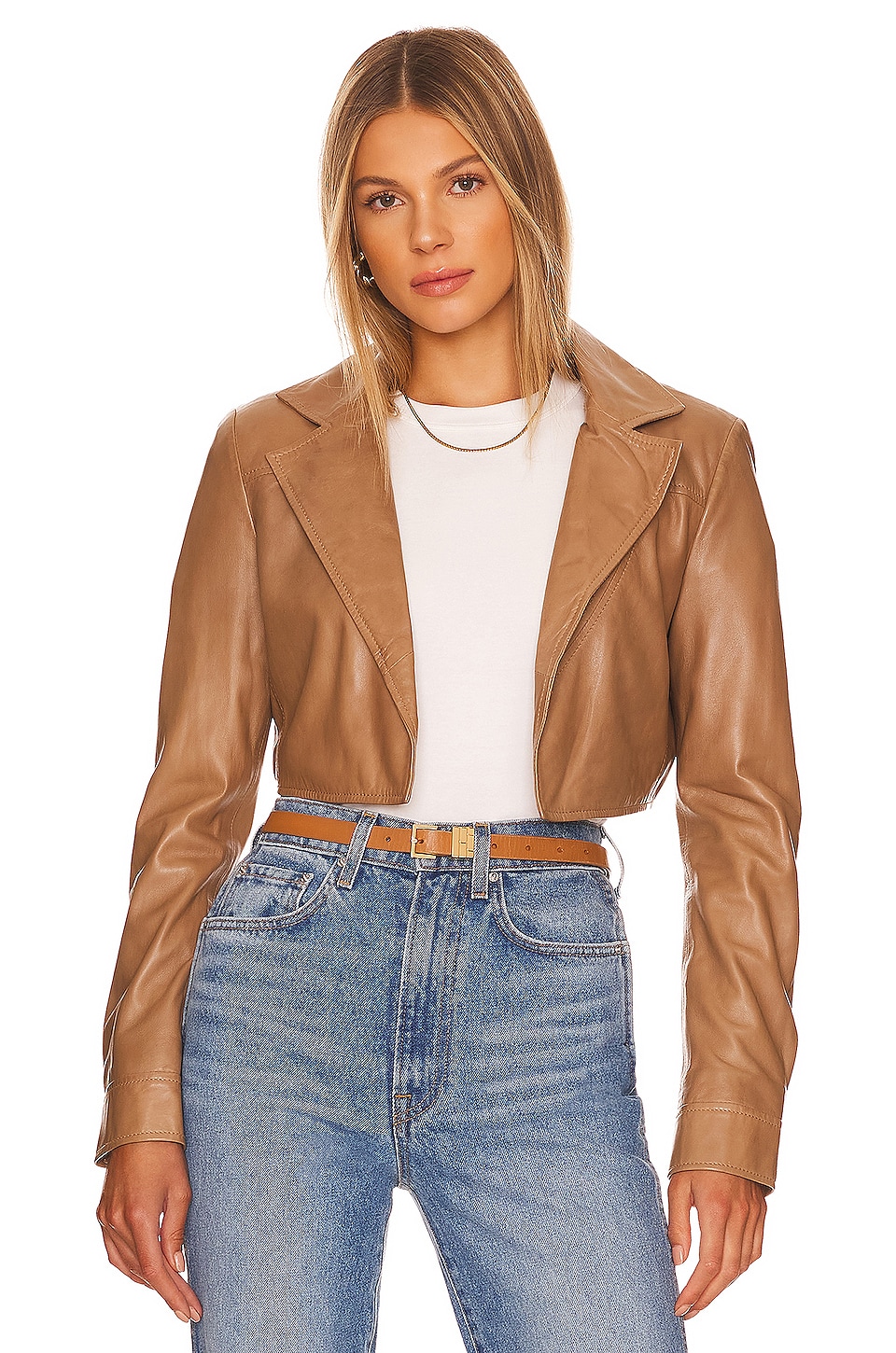 LAMARQUE Nicia Cropped Jacket in Sesame | REVOLVE