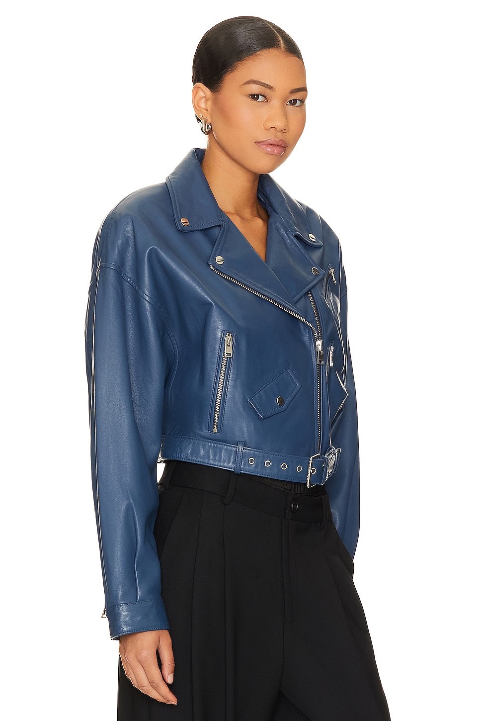 LAMARQUE Dylan Cropped Jacket in Midnight Blue | REVOLVE