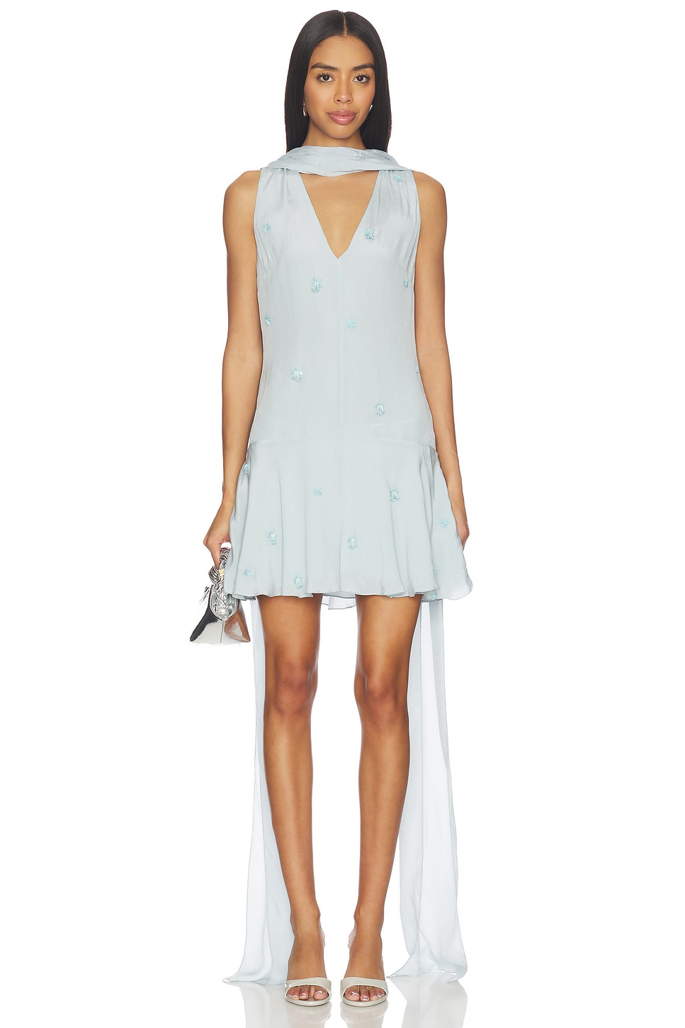 L'Academie Brynn Embellished Mini Dress in Pale Blue | REVOLVE