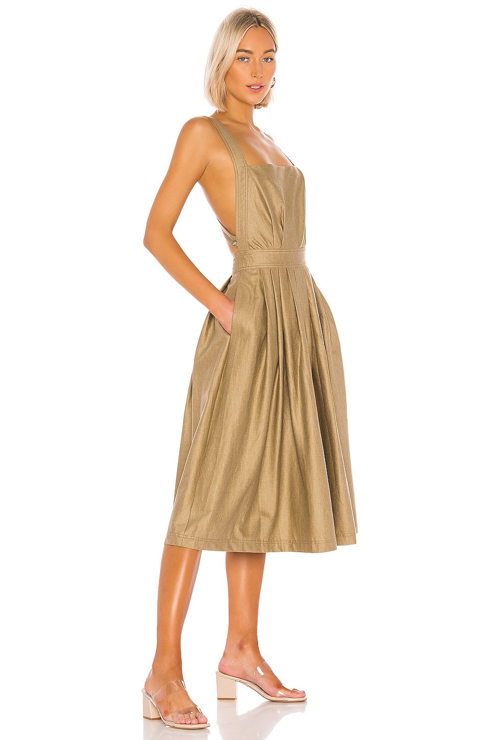 L'Academie The Liane Midi Dress in Olive Green | REVOLVE