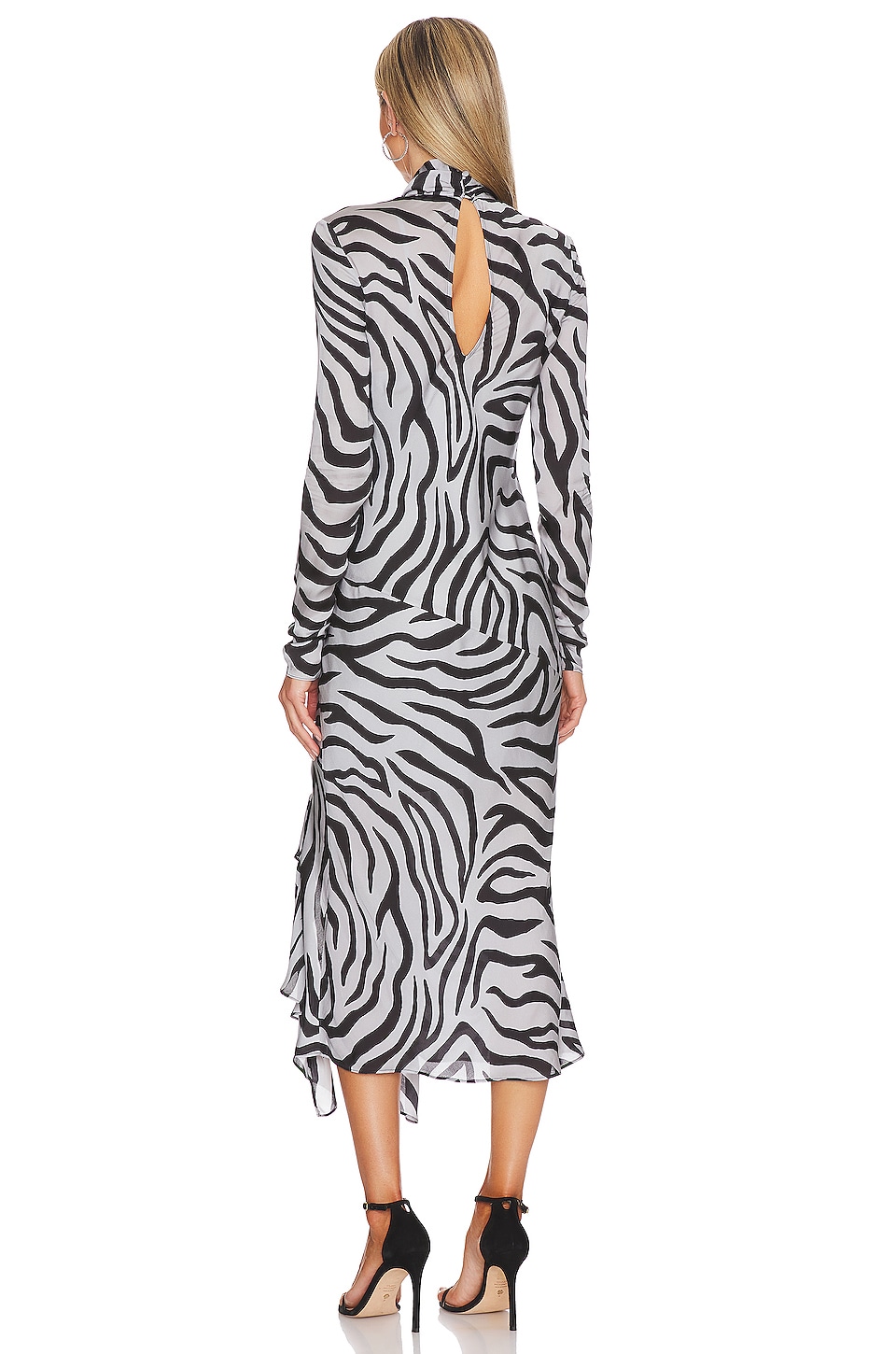 L'Academie Bertine Midi Dress in Black Geo Zebra | REVOLVE