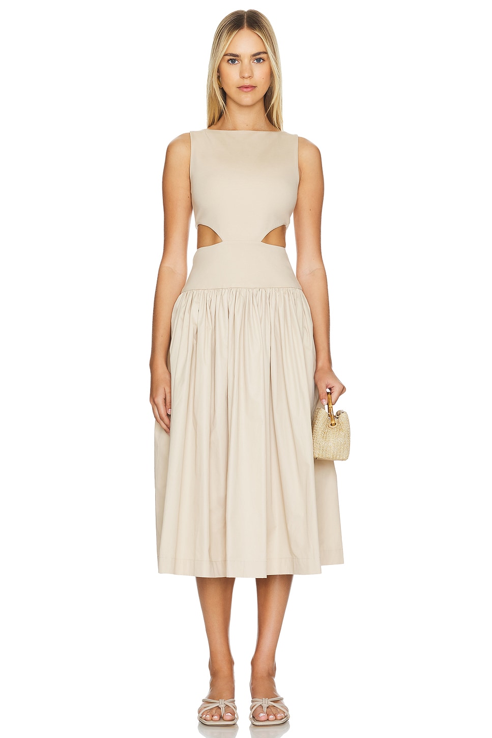 L'Academie Natalina Midi Dress in Light Beige | REVOLVE