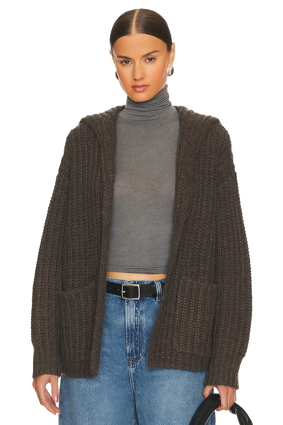 L'Academie Zaylie Cardigan in Espresso Brown | REVOLVE