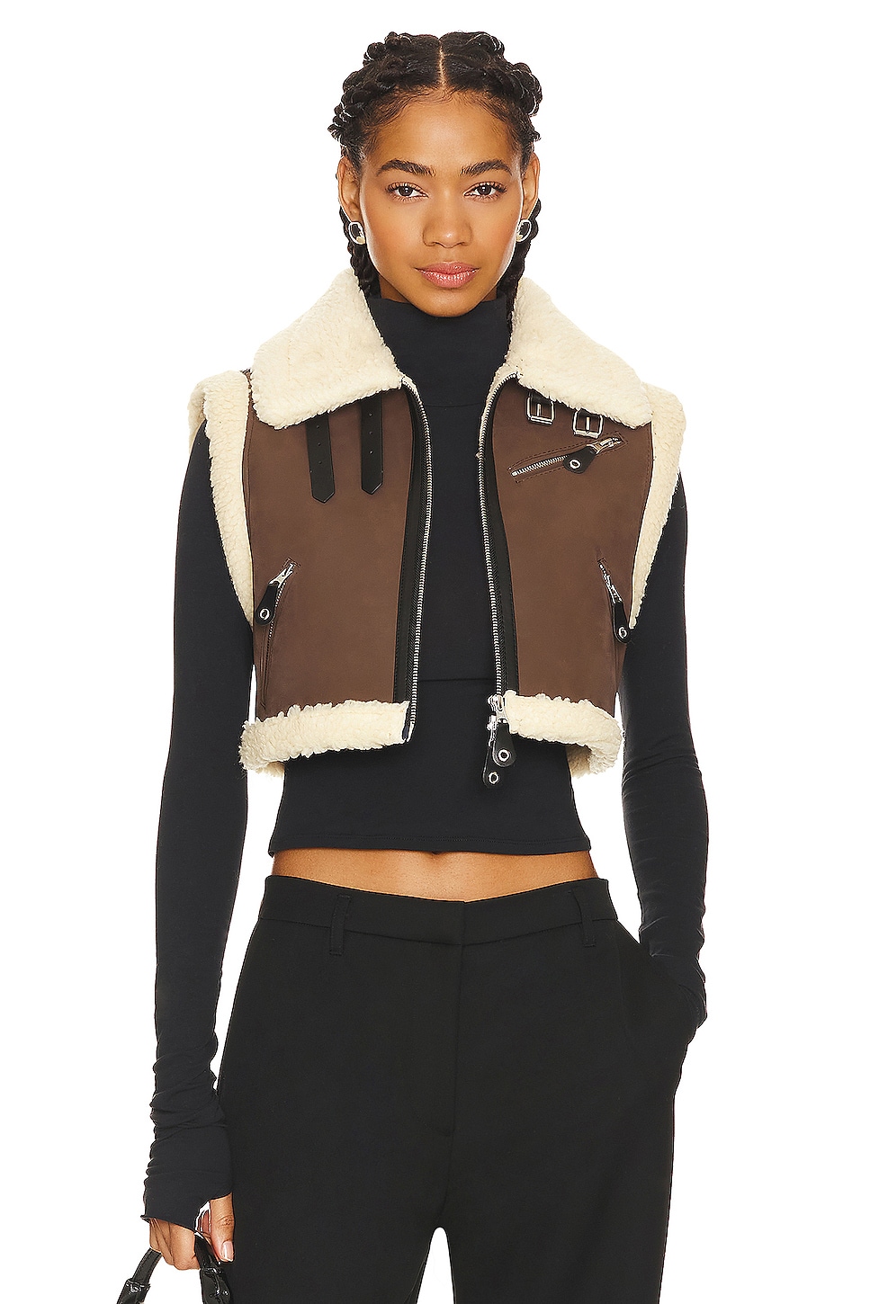 L'Academie Stayten Cropped Vest in Chocolate Brown | REVOLVE