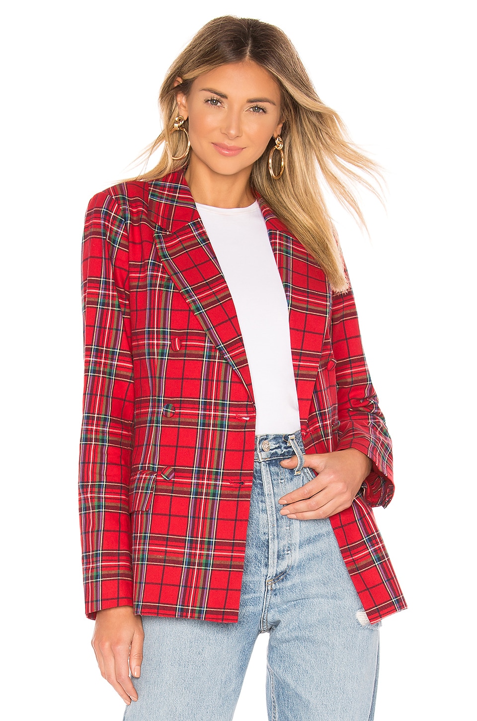 L'Academie The Ruth Jacket in Red Plaid | REVOLVE