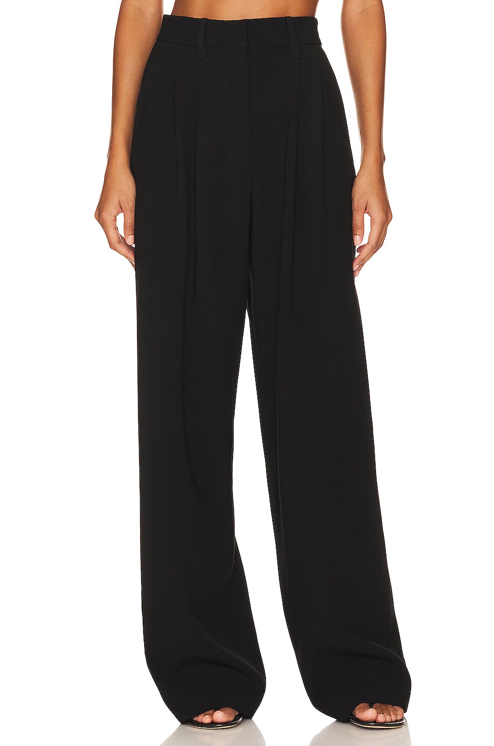 L'Academie The High Waist Pleated Trouser in Black | REVOLVE