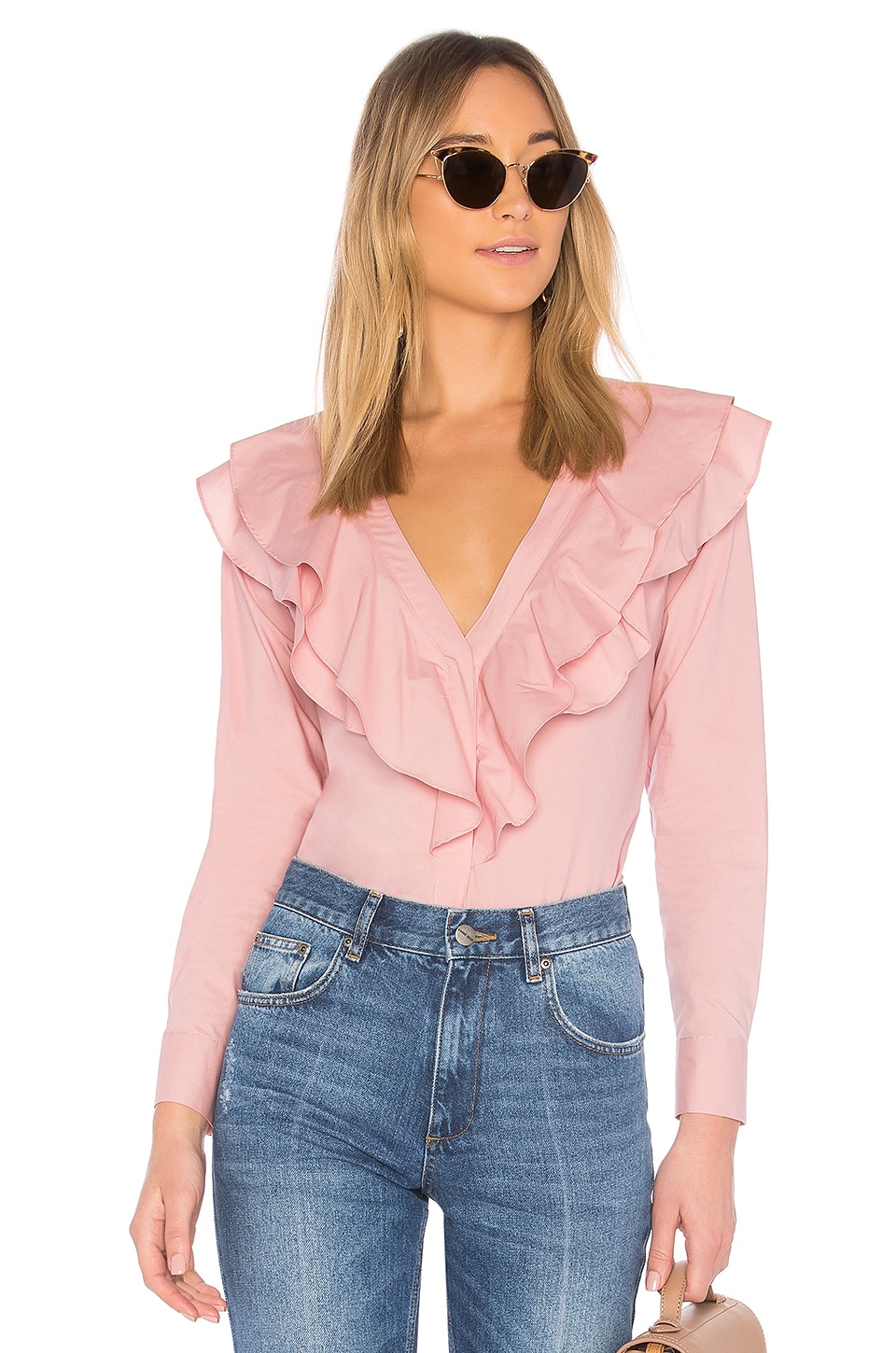 L'Academie The Solene Button Up in Rose | REVOLVE