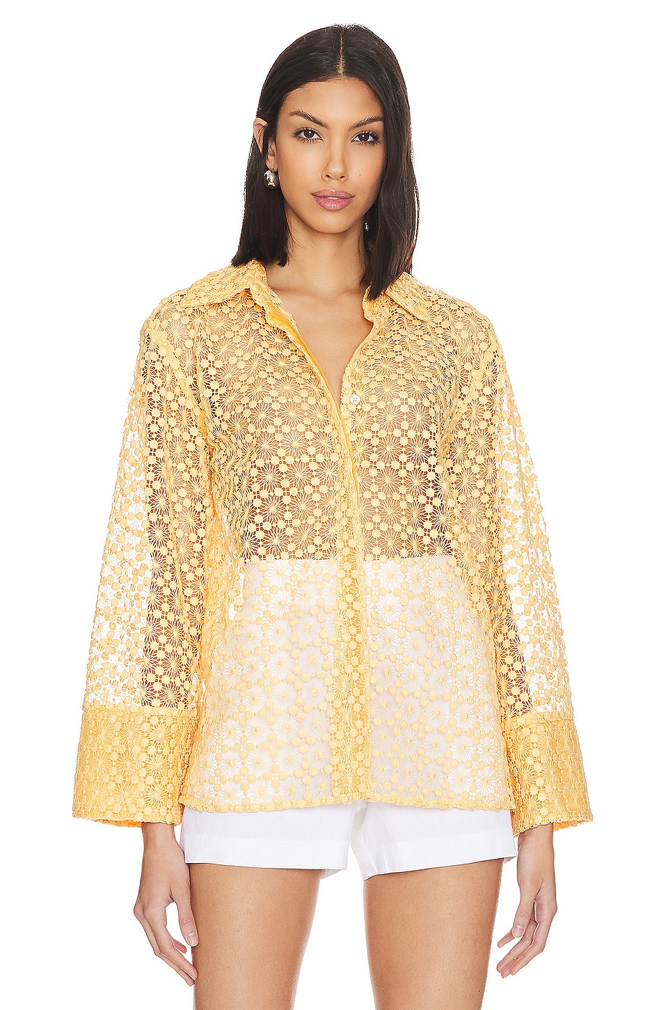 L'Academie Alise Lace Shirt in Apricot | REVOLVE