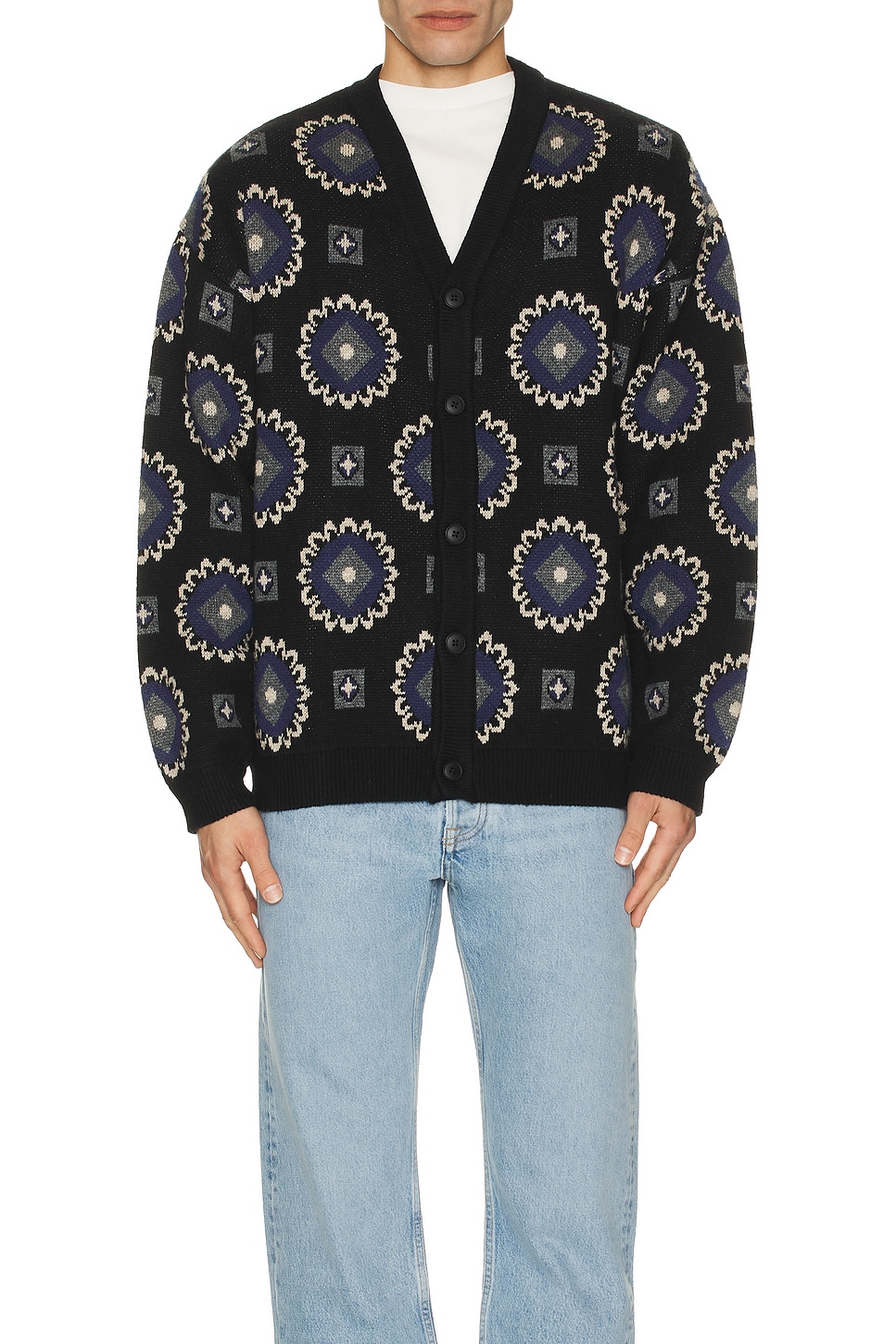 Les Deux Aro Paisley Cardigan in Black & Blueprint | REVOLVE