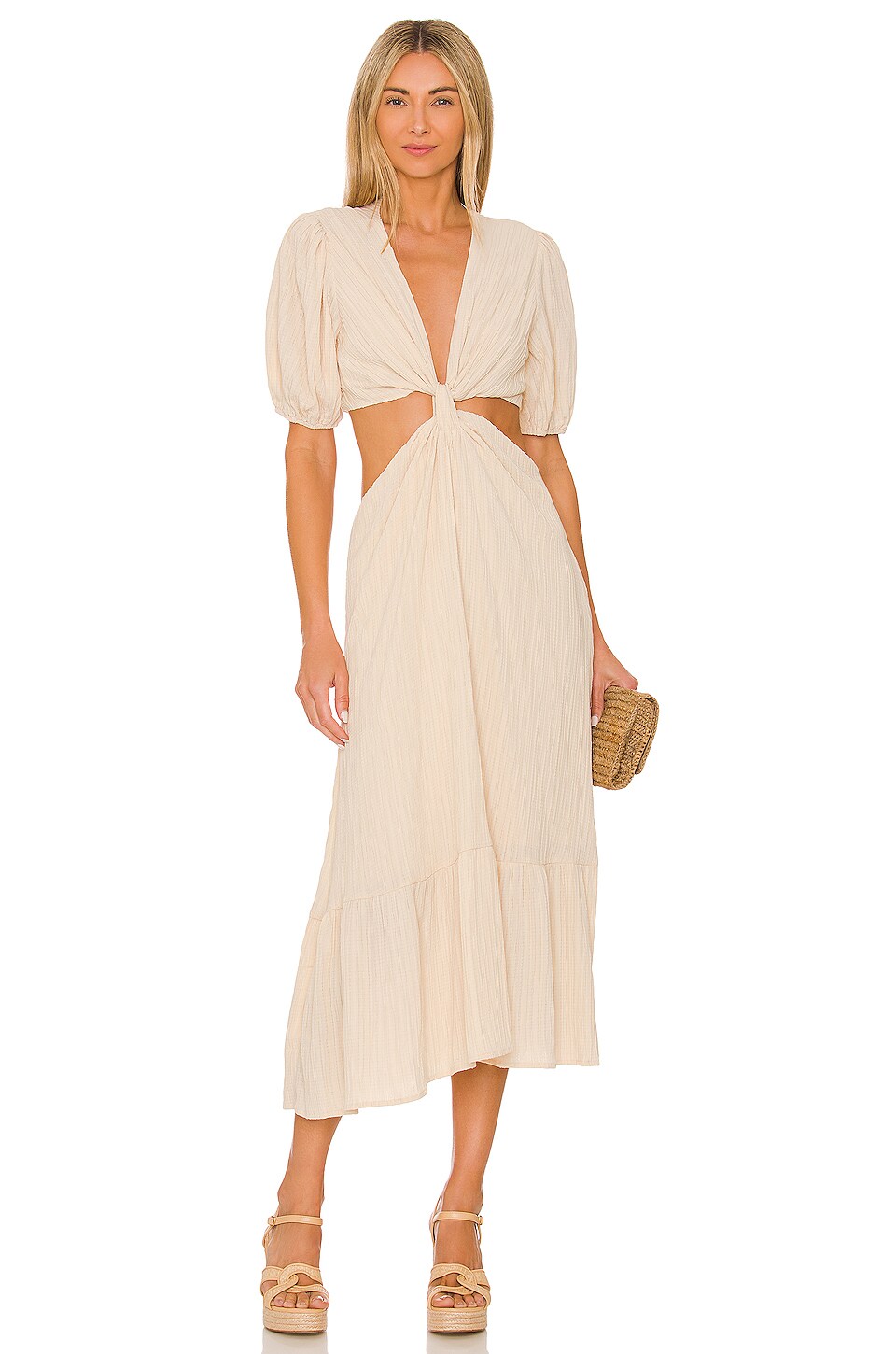 Line & Dot Ella Midi Dress in Eggshell | REVOLVE