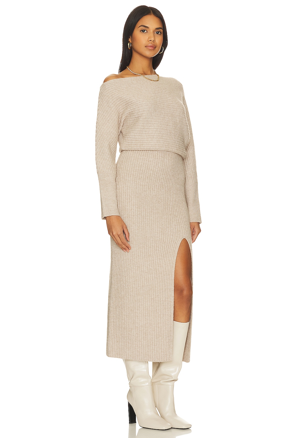 Line & Dot Alta Sweater Dress in Oatmeal | REVOLVE