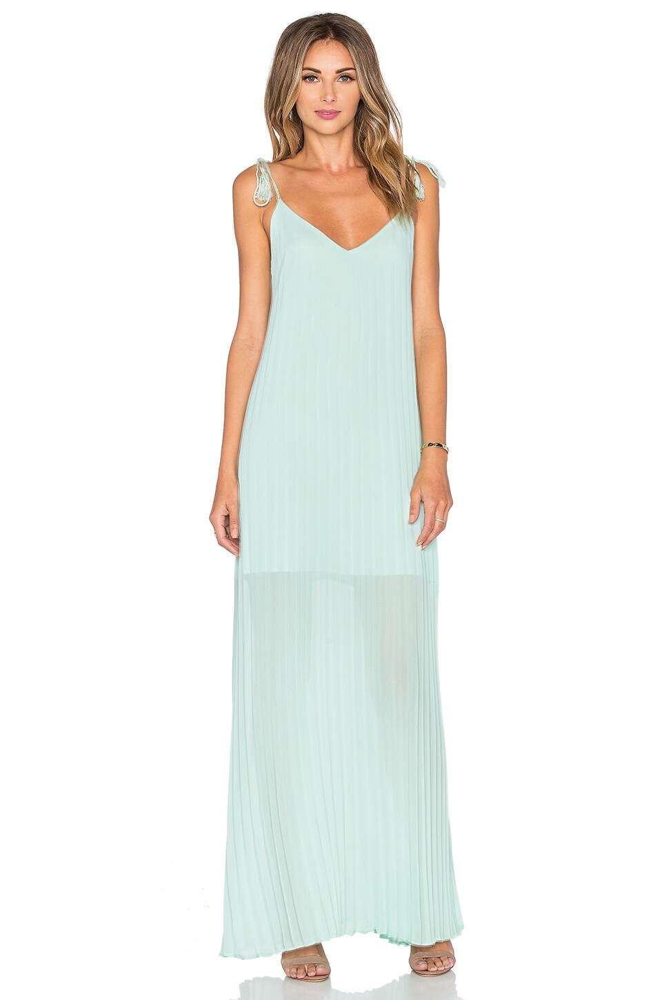 Line & Dot Muse Pleat Dress in Mint | REVOLVE