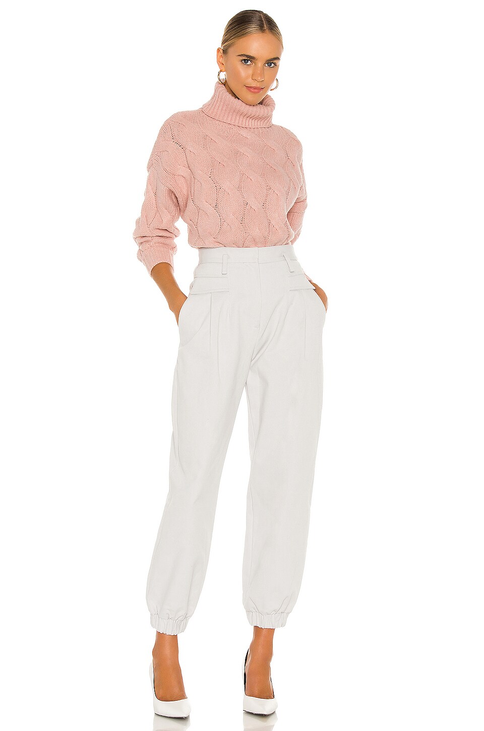 Line & Dot Aimee Cable Knit Sweater in Pink | REVOLVE