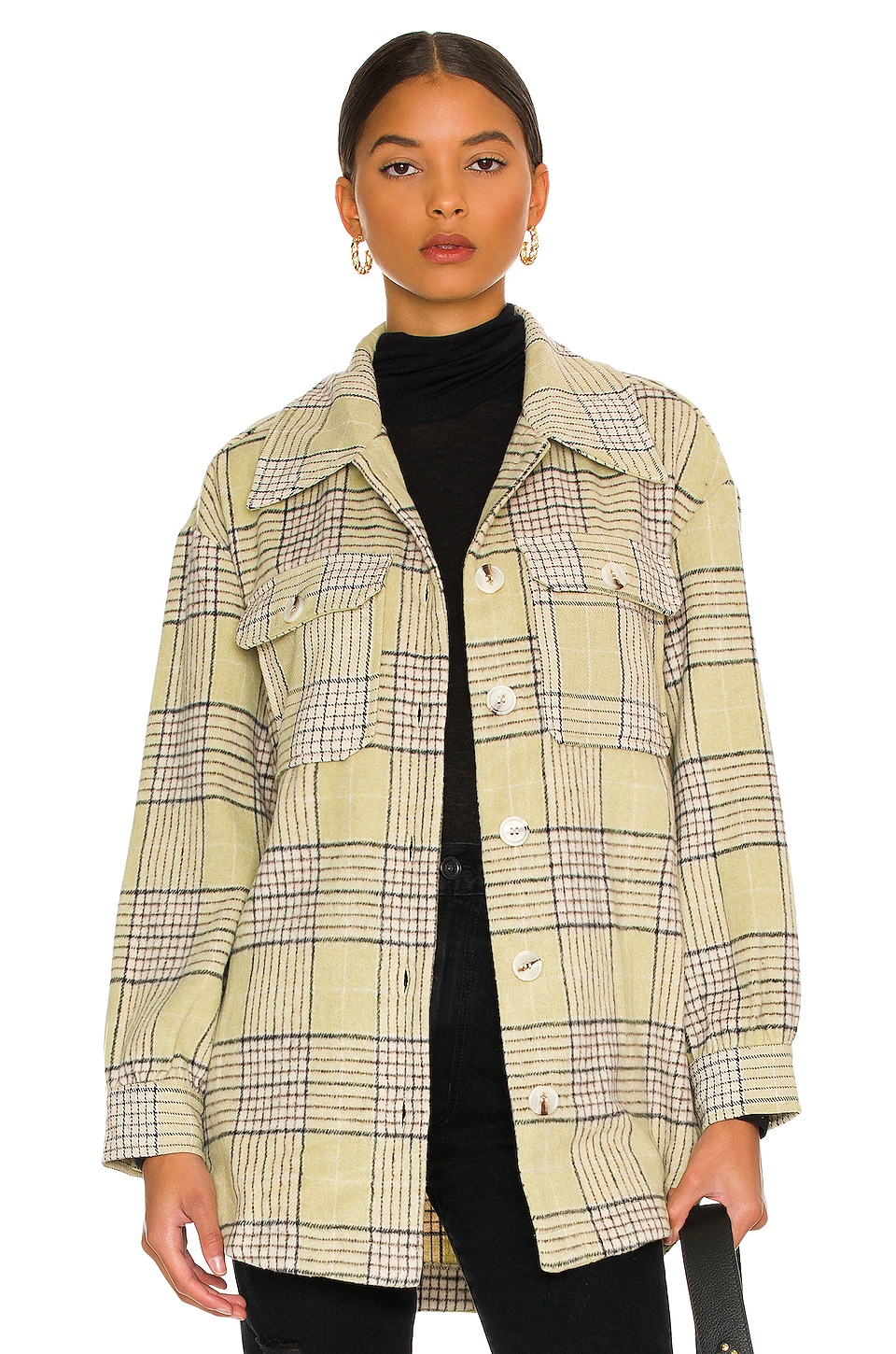 Line & Dot Alessandra Belted Shacket in Chartreuse Multi | REVOLVE