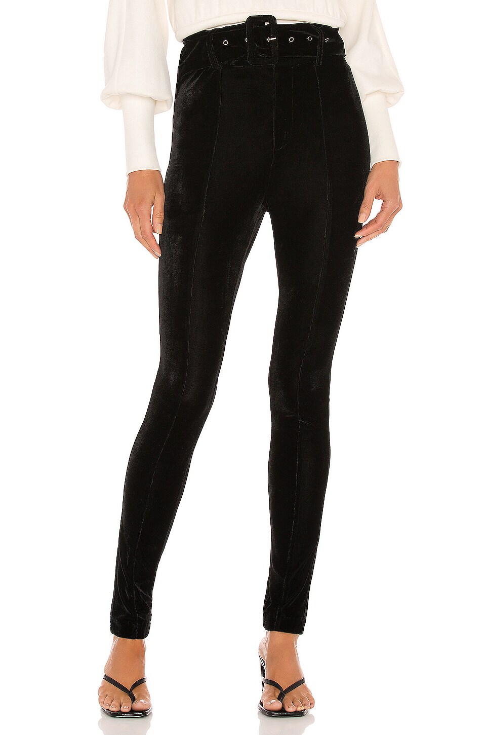 Line & Dot Kris Velvet Belted Pant in Black | REVOLVE