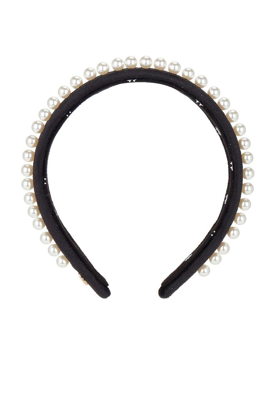Lele Sadoughi Pearl Embellished Velvet Gigi Headband In Jet Revolve