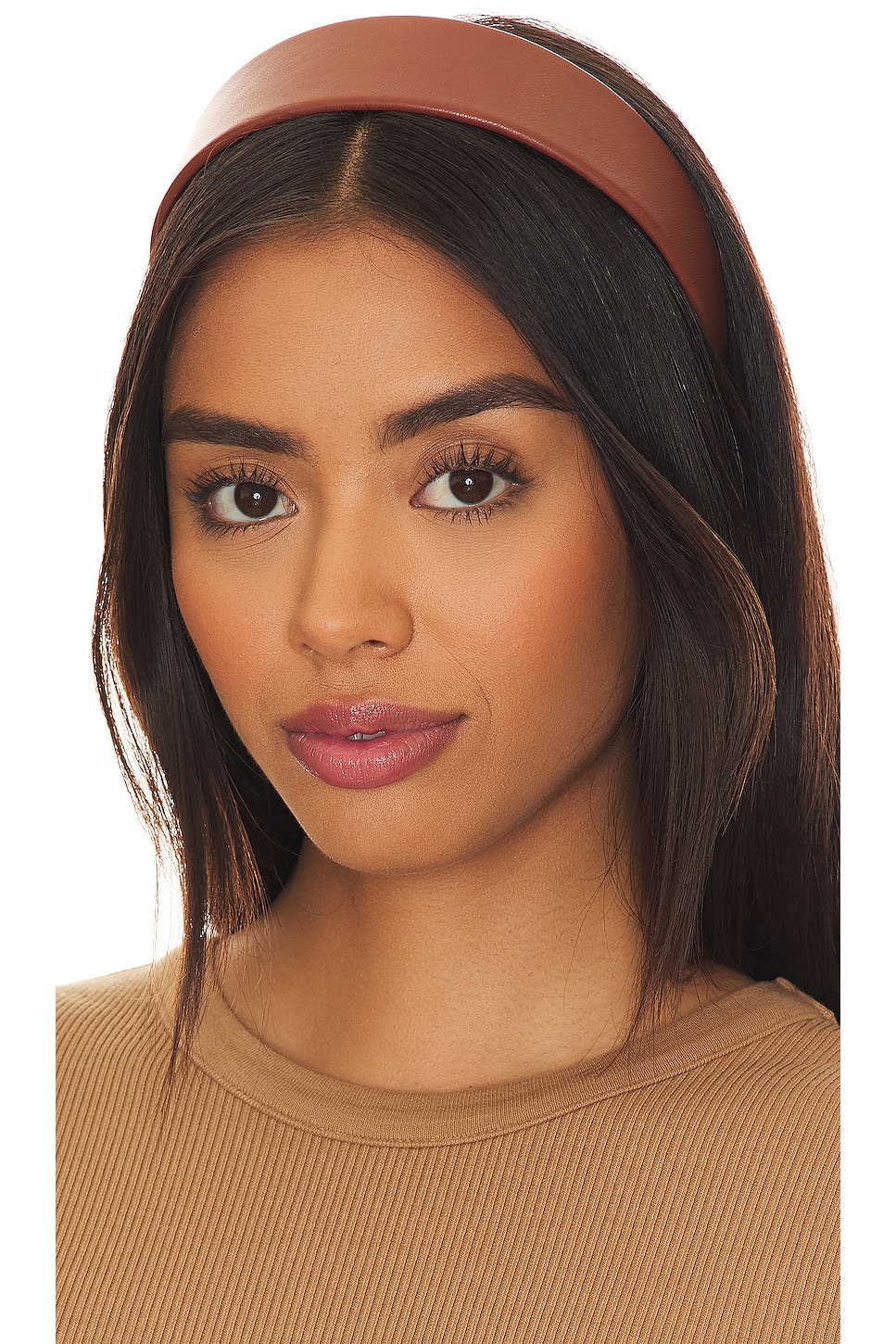 Lele Sadoughi Faux Leather Cher Headband in Walnut | REVOLVE