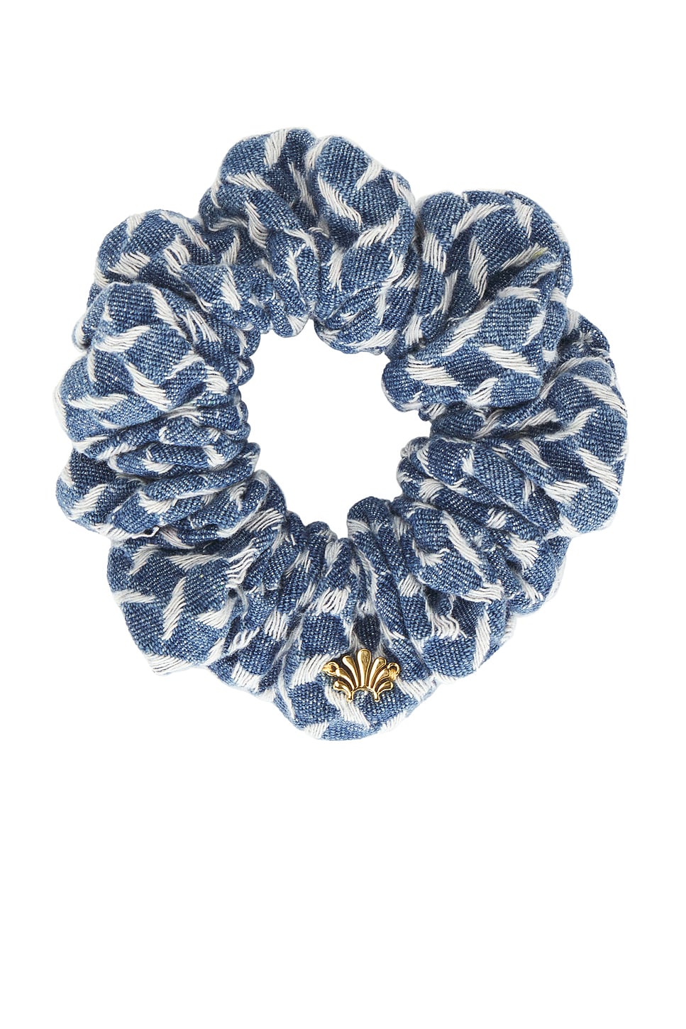 Lele Sadoughi Lattice Denim Scrunchie in Cadet Blue | REVOLVE