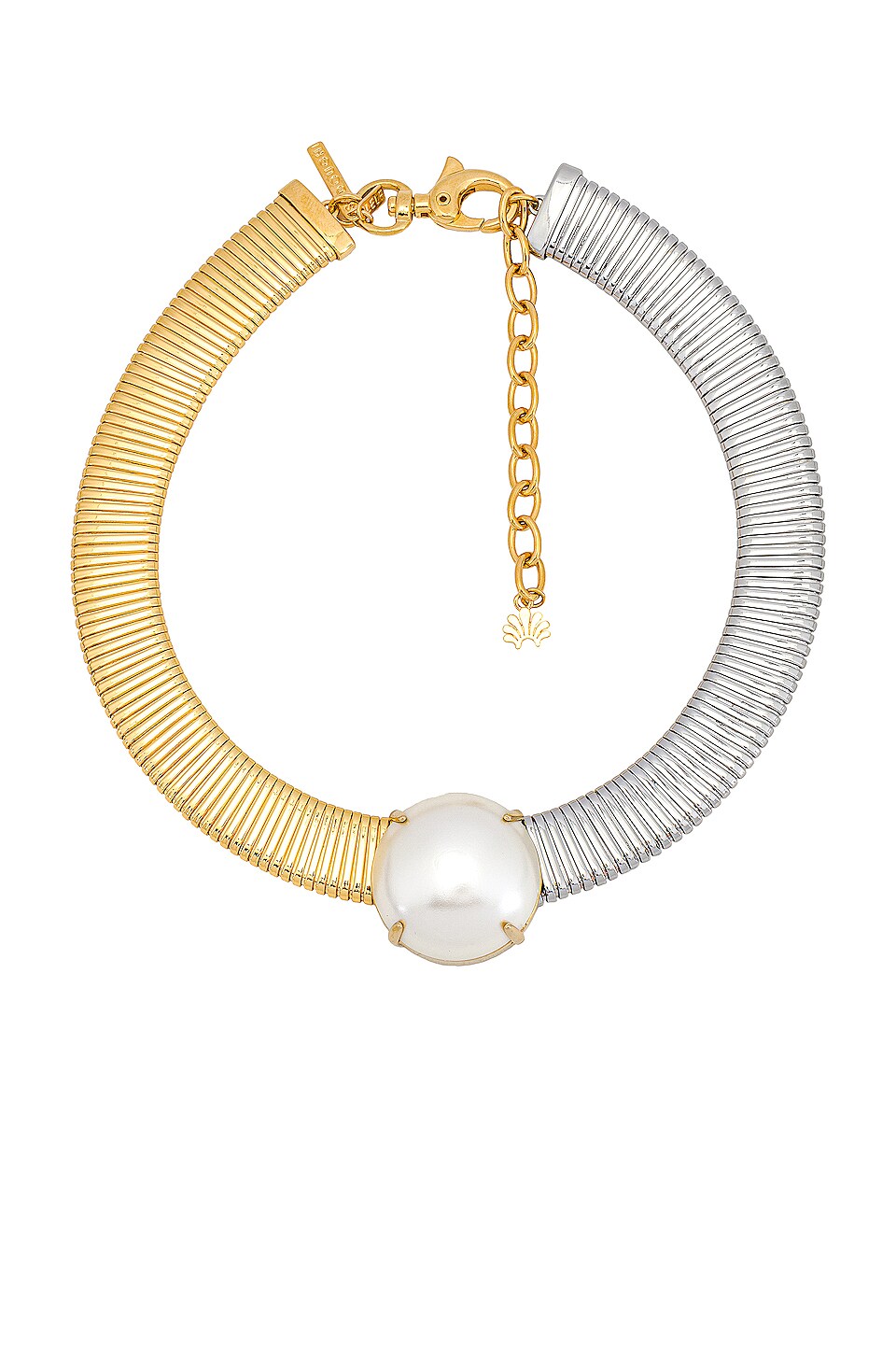 Lele Sadoughi Oversized Pearl Snake Chain Choker in Mixed Metallic ...