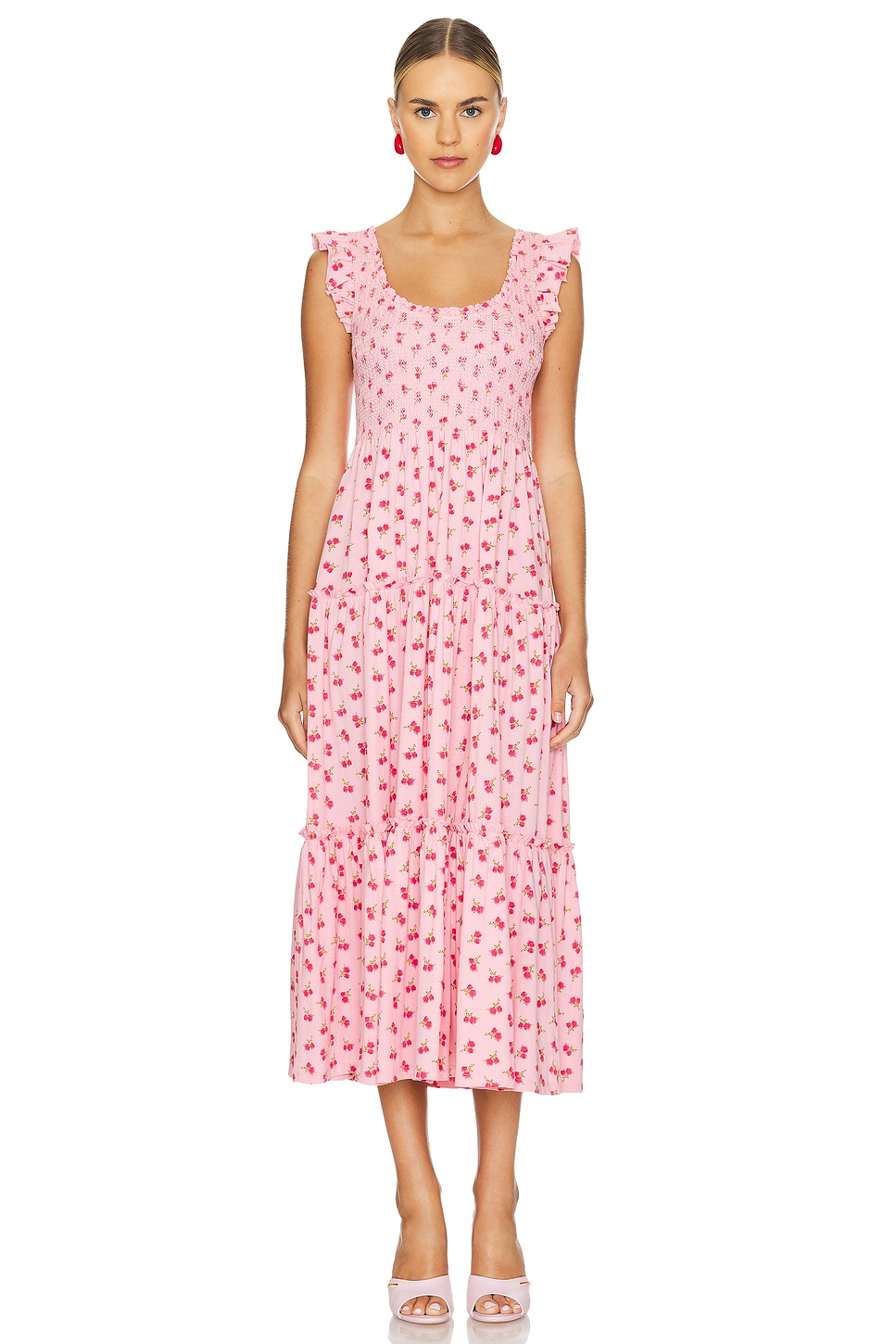 LoveShackFancy Chessie Dress in Cherry Pink | REVOLVE