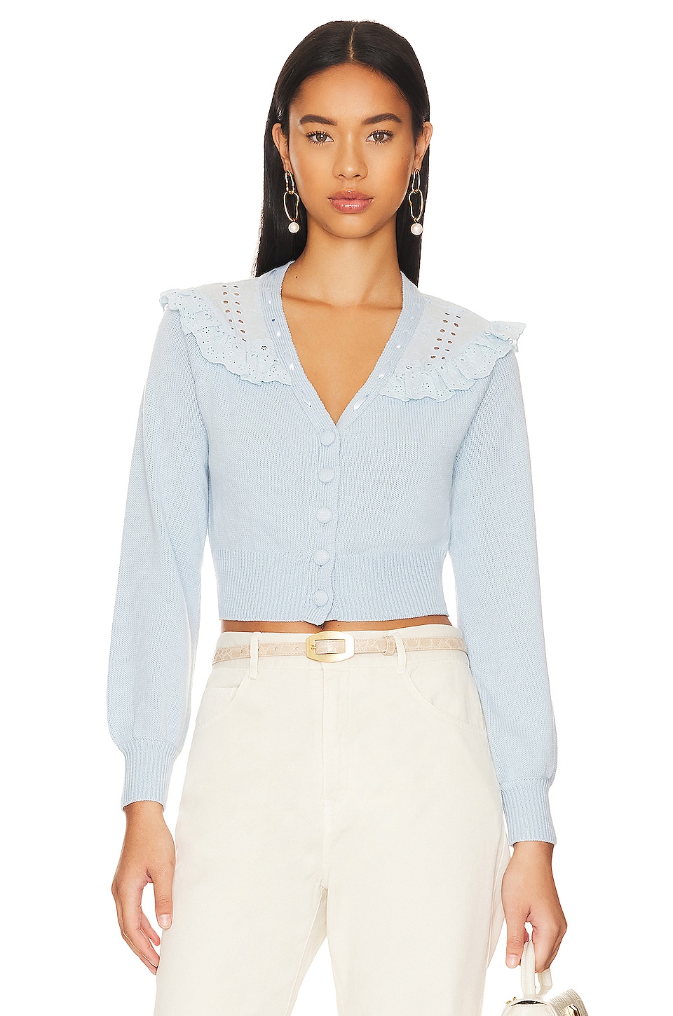 LoveShackFancy Peggy Cardigan in Hydrangea Blue | REVOLVE