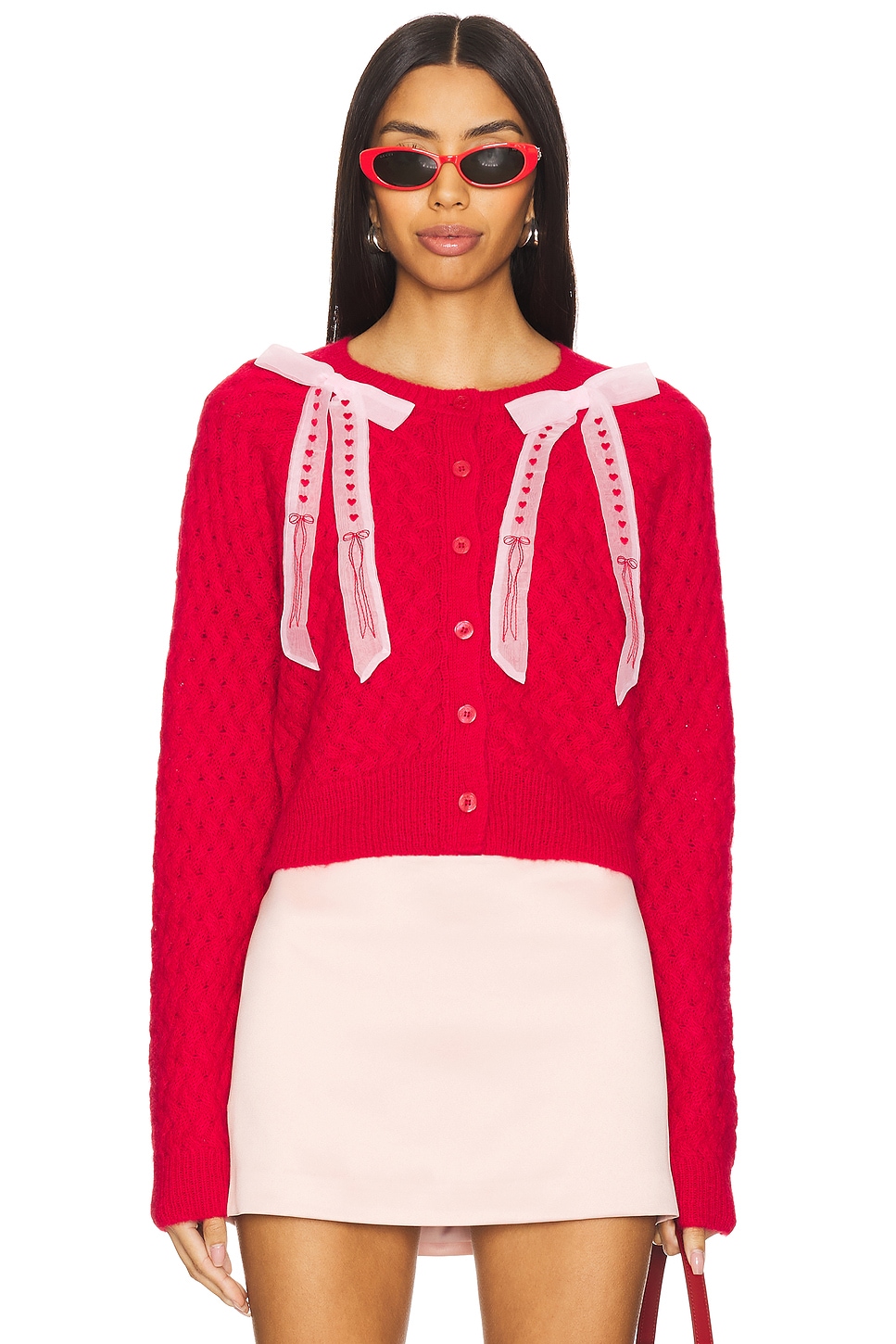 LoveShackFancy Cupid Cardigan in Cherry Bomb | REVOLVE