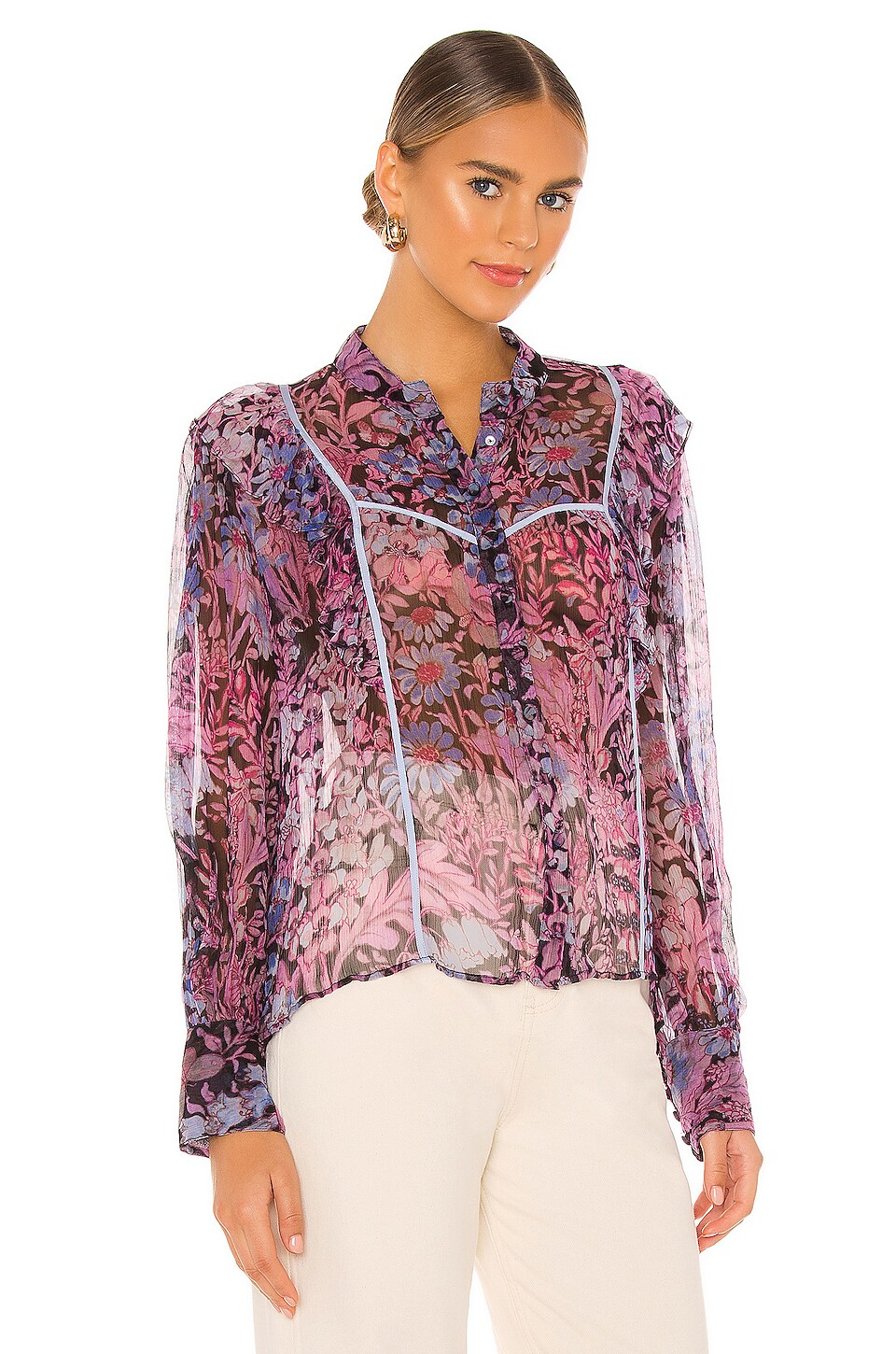 LoveShackFancy Beatrix Blouse in Midnight Light | REVOLVE